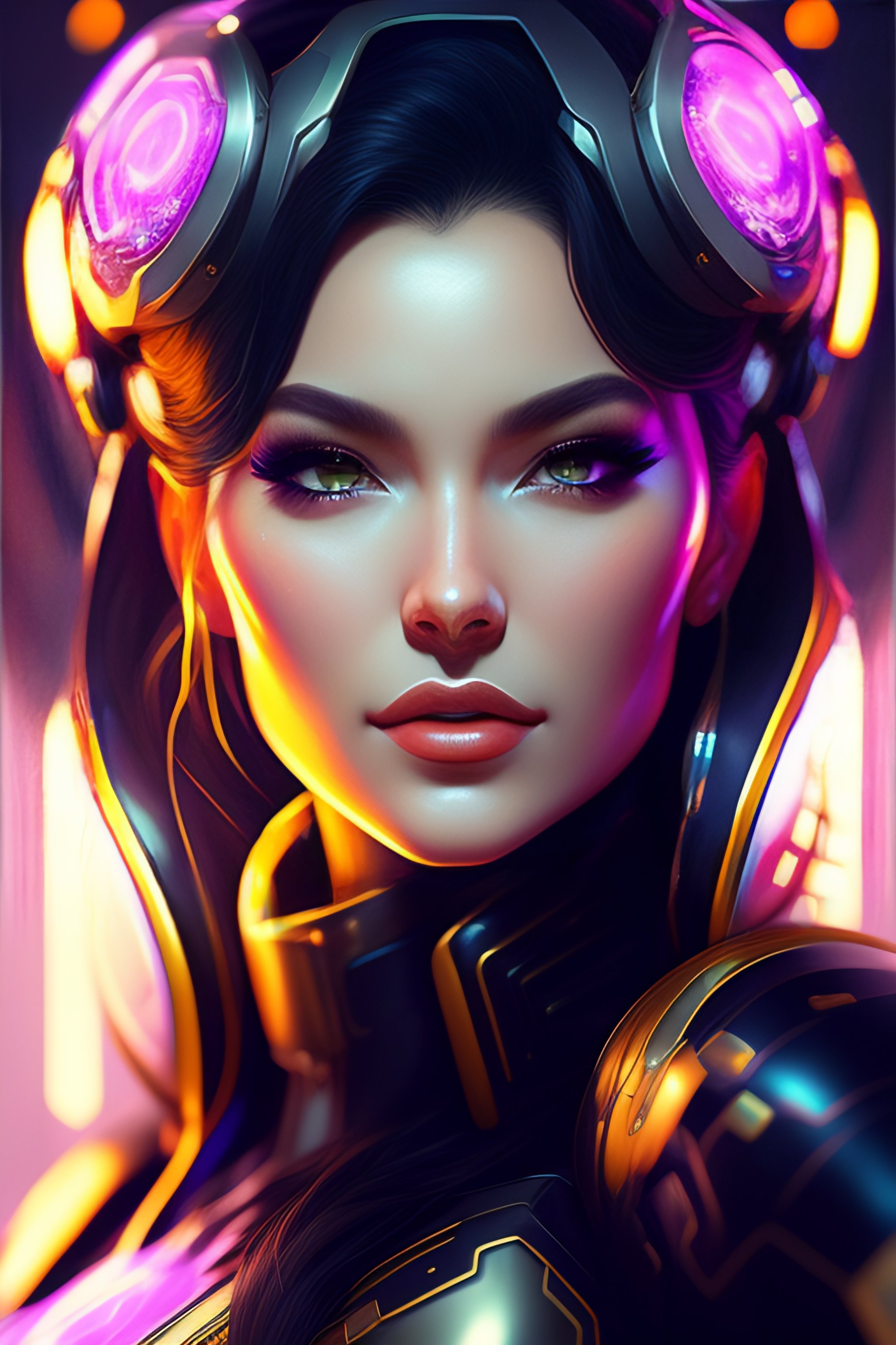 Lexica - Symmetry portrait of dva from overwatch, closeup, sci - fi ...