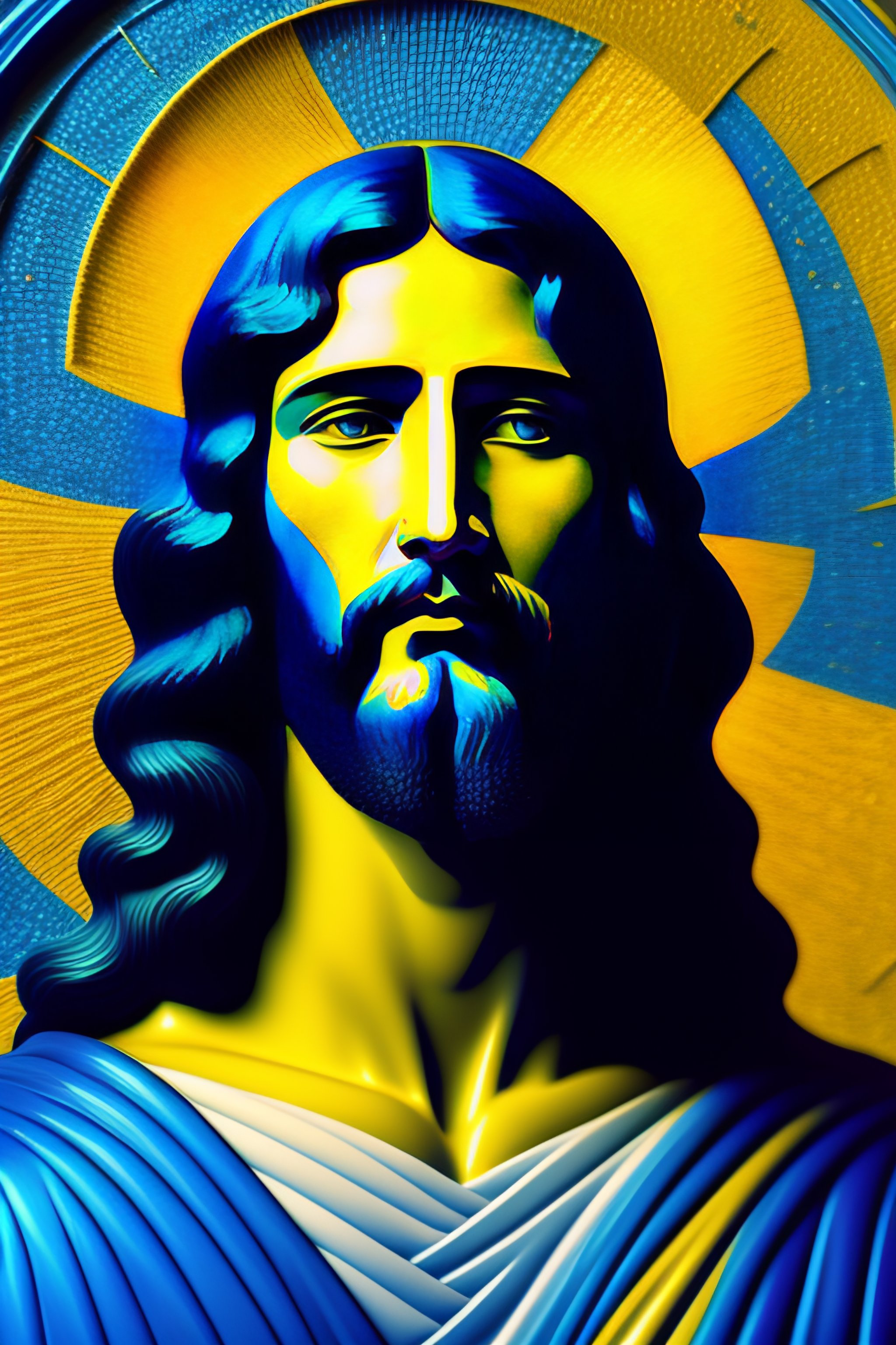 Lexica - A portrait of anime Jesus blue and yellow manl, highly ...