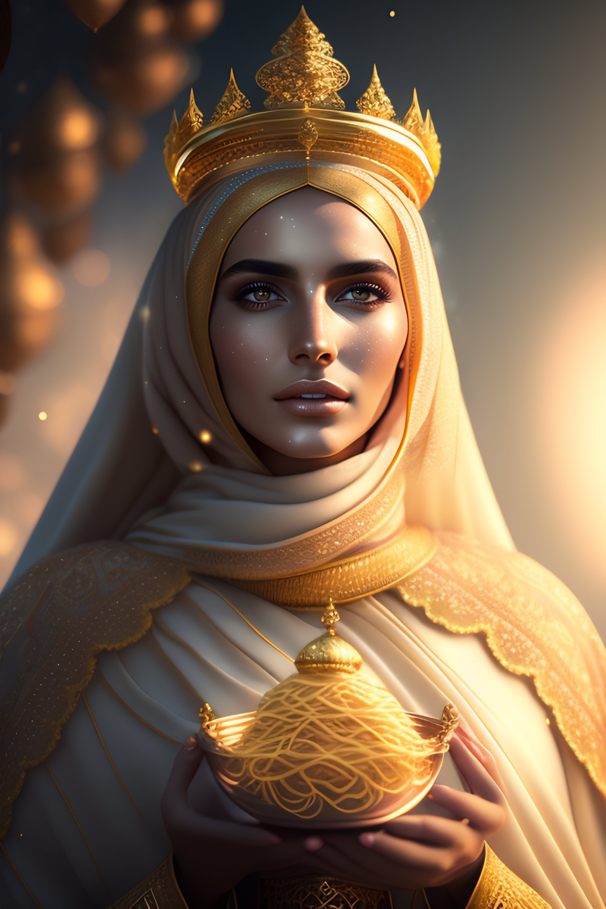 Lexica - Soft dreamy 8mm lens portrait of an arabic brama dev of a ...