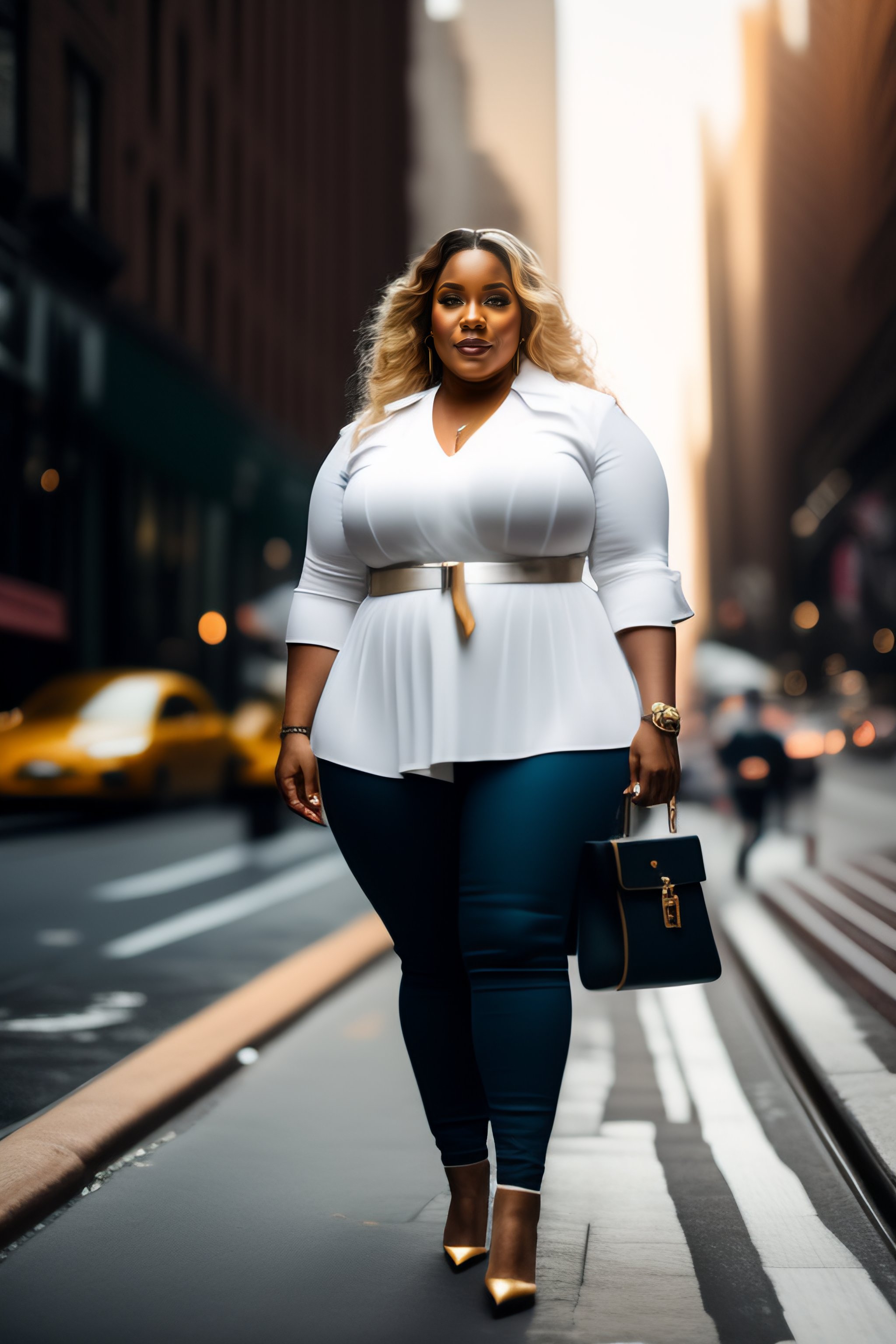 Lexica - Portrait of a white thick lady in New York