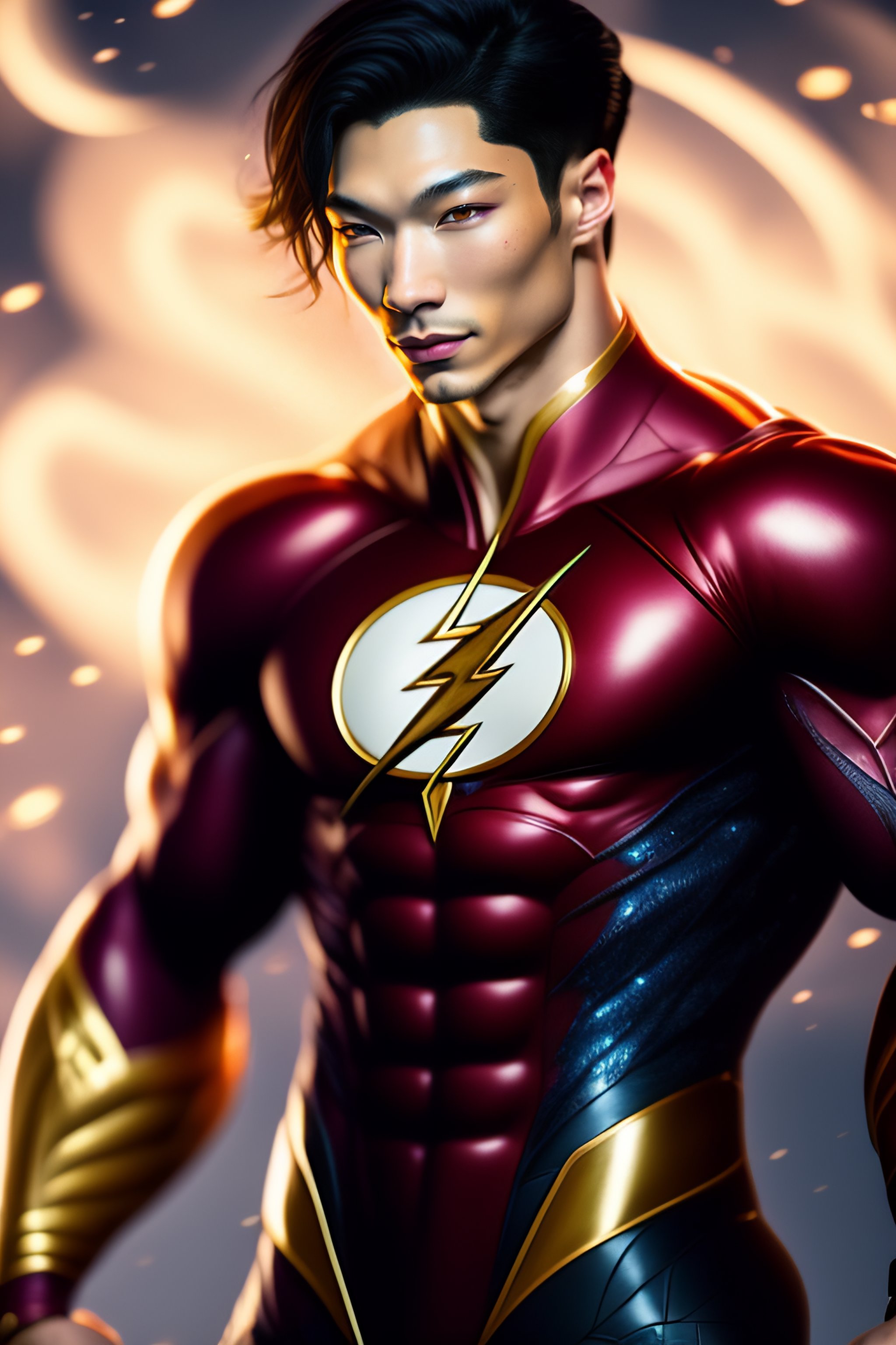 Lexica - Full body potrait of ezra miller as super muscular flash anime ...