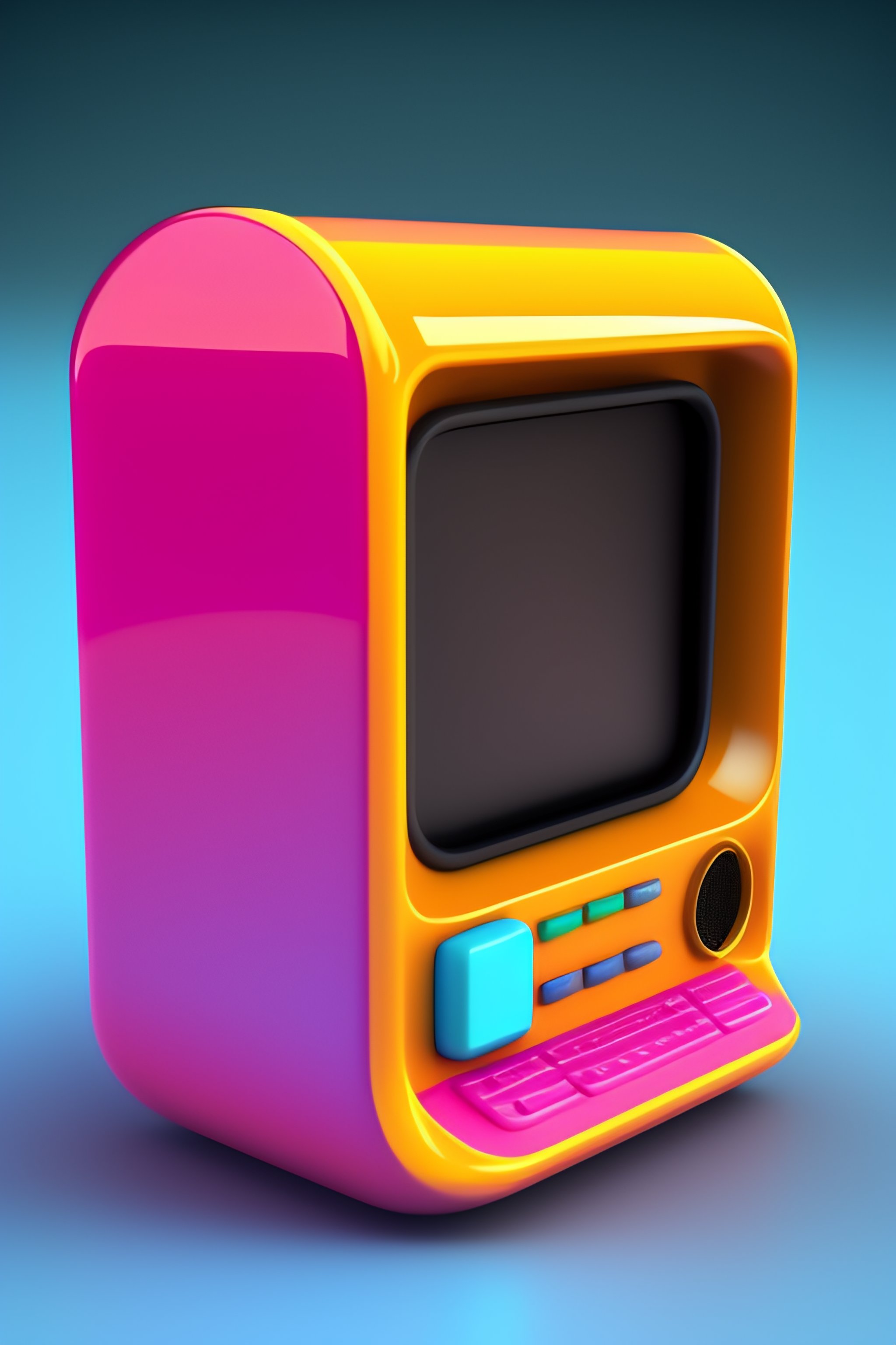 Lexica - 3D retro tiny cute Macintosh screen render. Bright LCD screen
