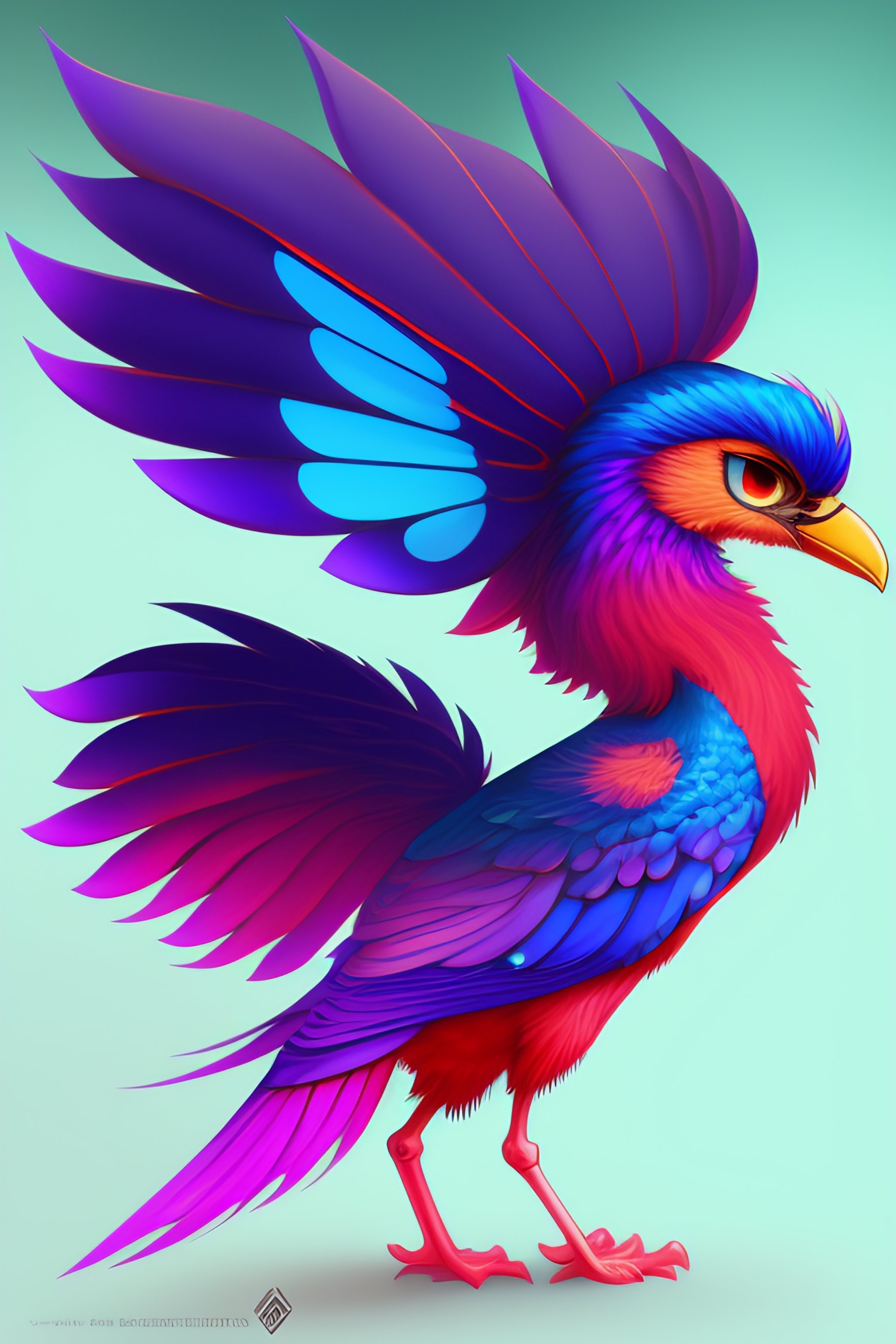 Lexica - A cerulean phoenix, in the style of chibi anime.