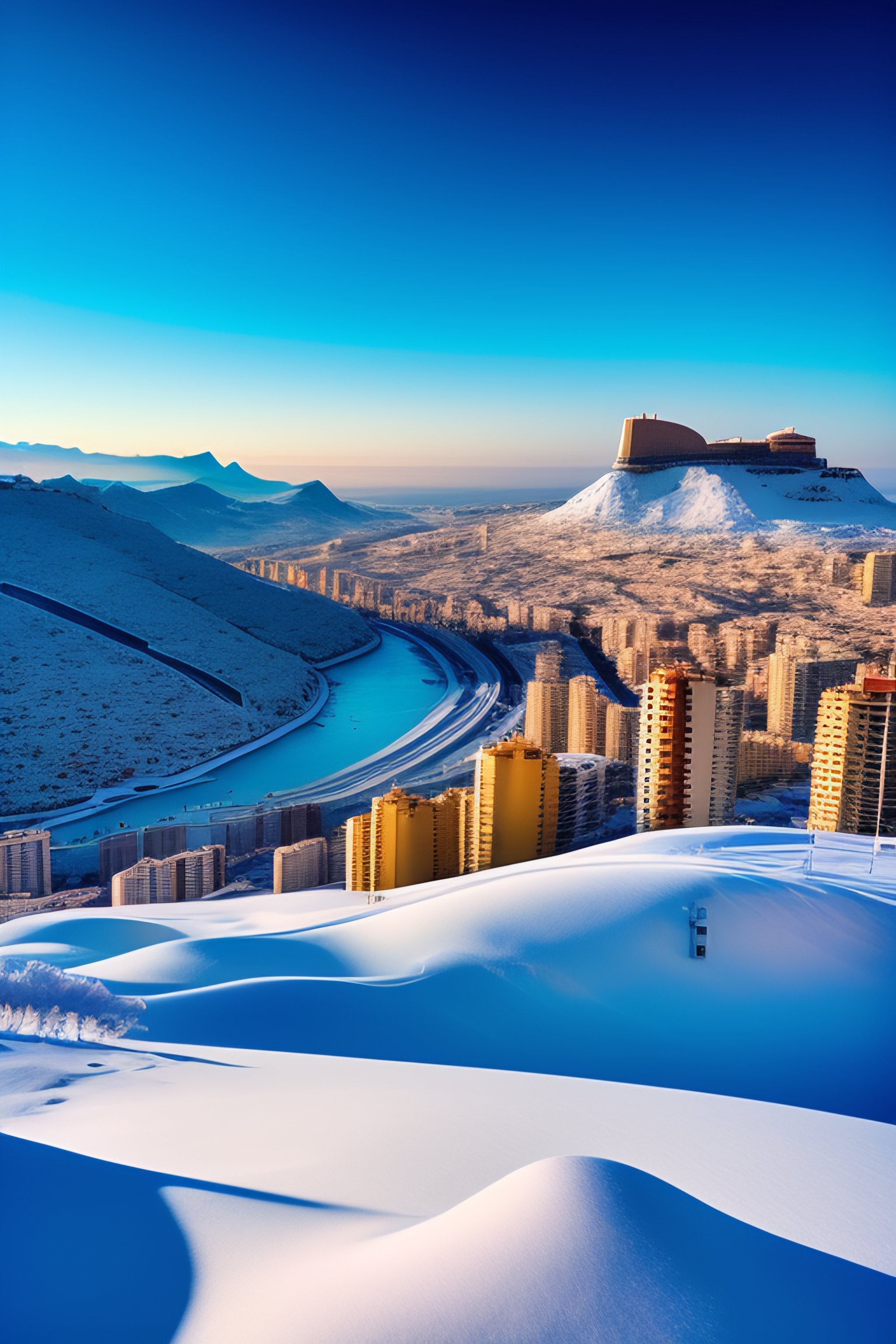 Lexica - A phtography of benidorm city with snow