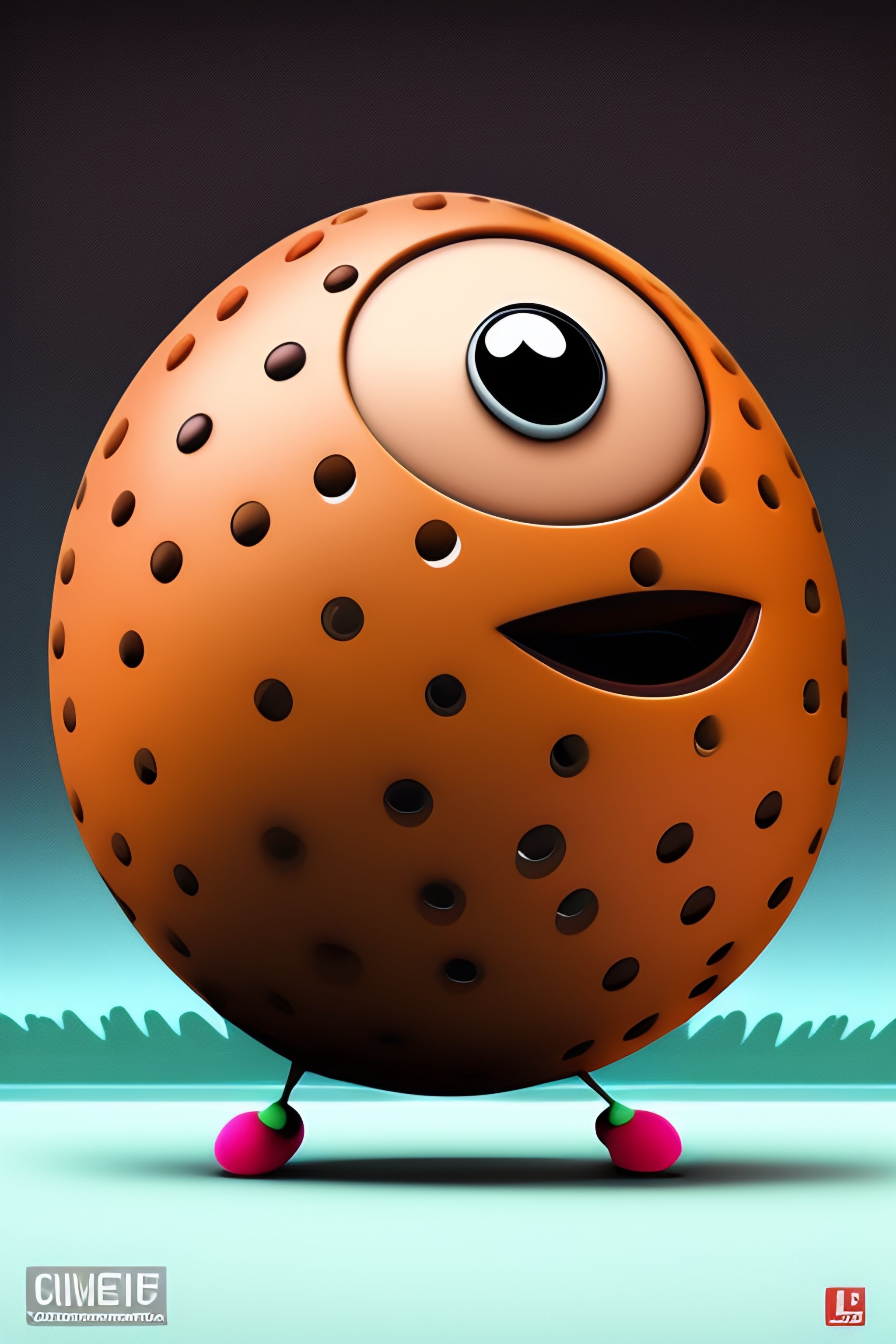 Lexica - Cartoon: A creature who is only a round ball covered with ...