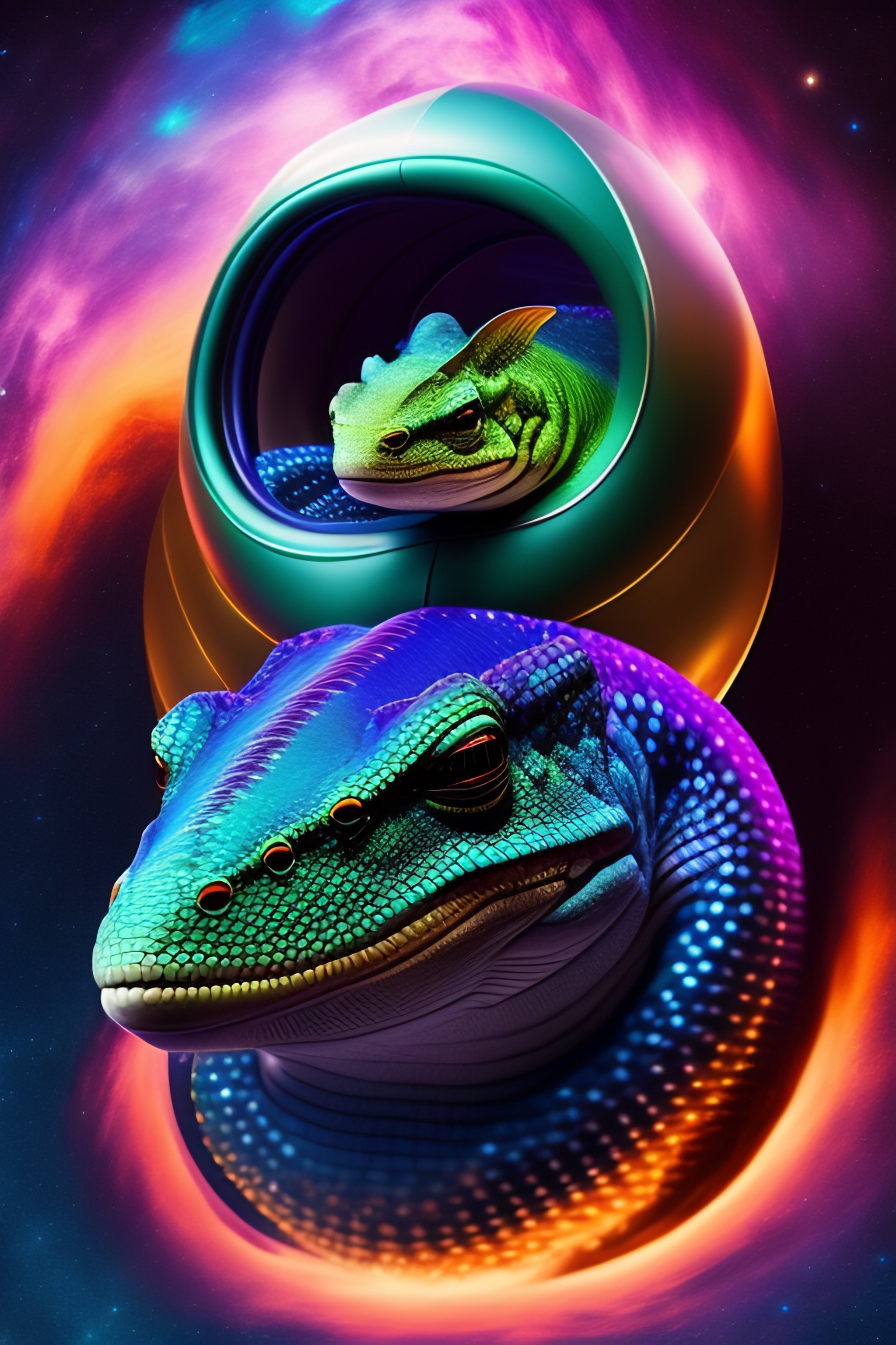 Lexica - Slug alien lizard stingray child space suit vapor wave snake ...