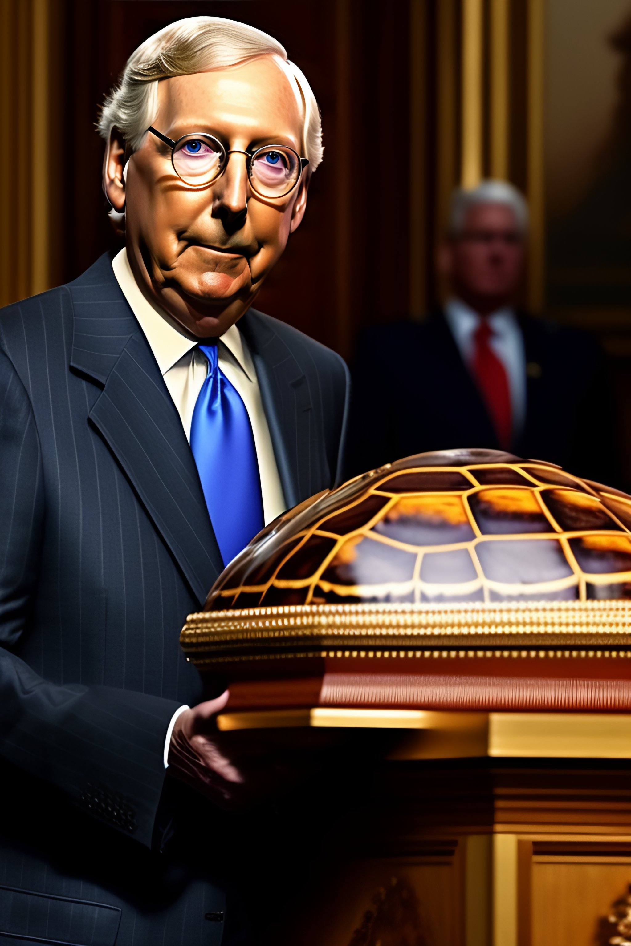 Lexica - Portrait of Mitch McConnell wearing a turtle shell
