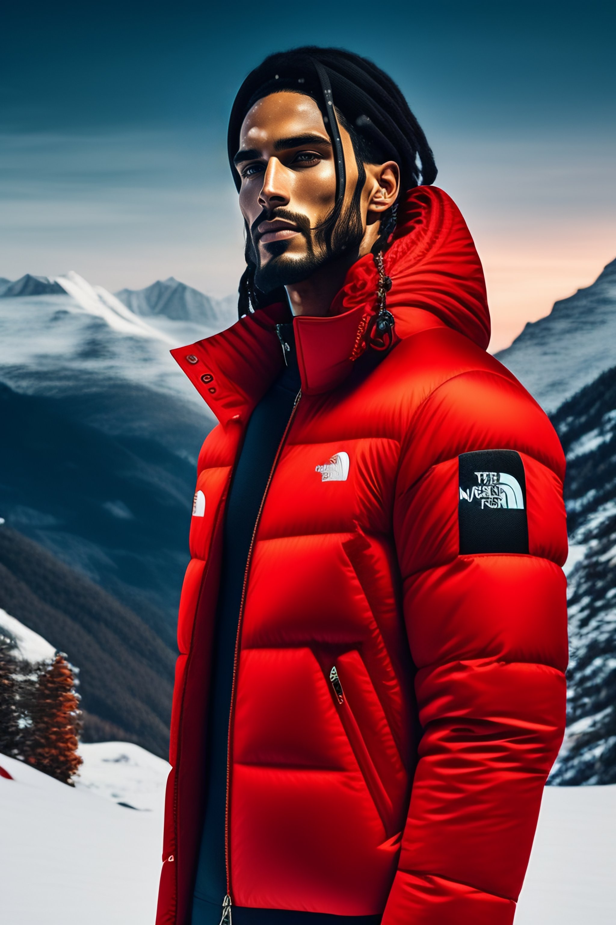 Lexica - Jesus as a winter apparel model for The North Face, wearing a ...