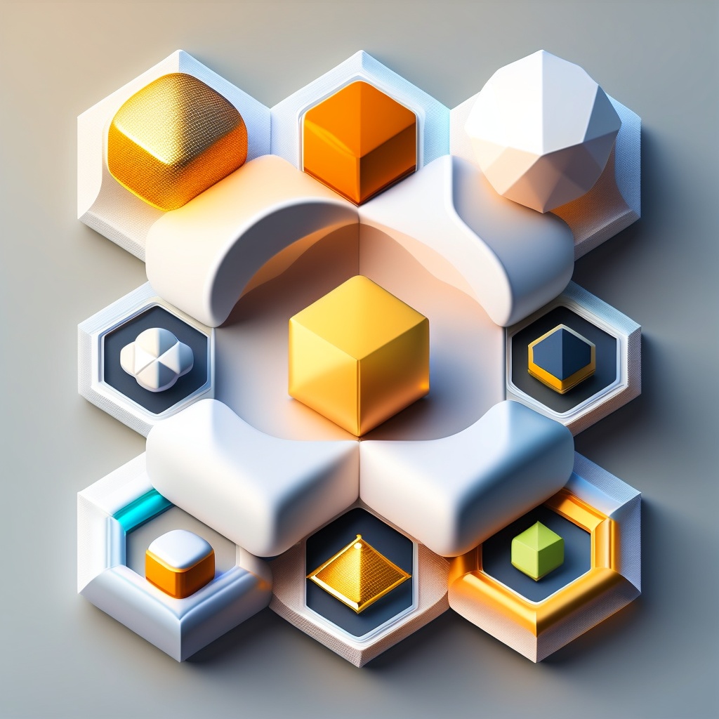 Lexica - White Symmetric Shapes, 3D isometric icon, Microscopic, 4 ...