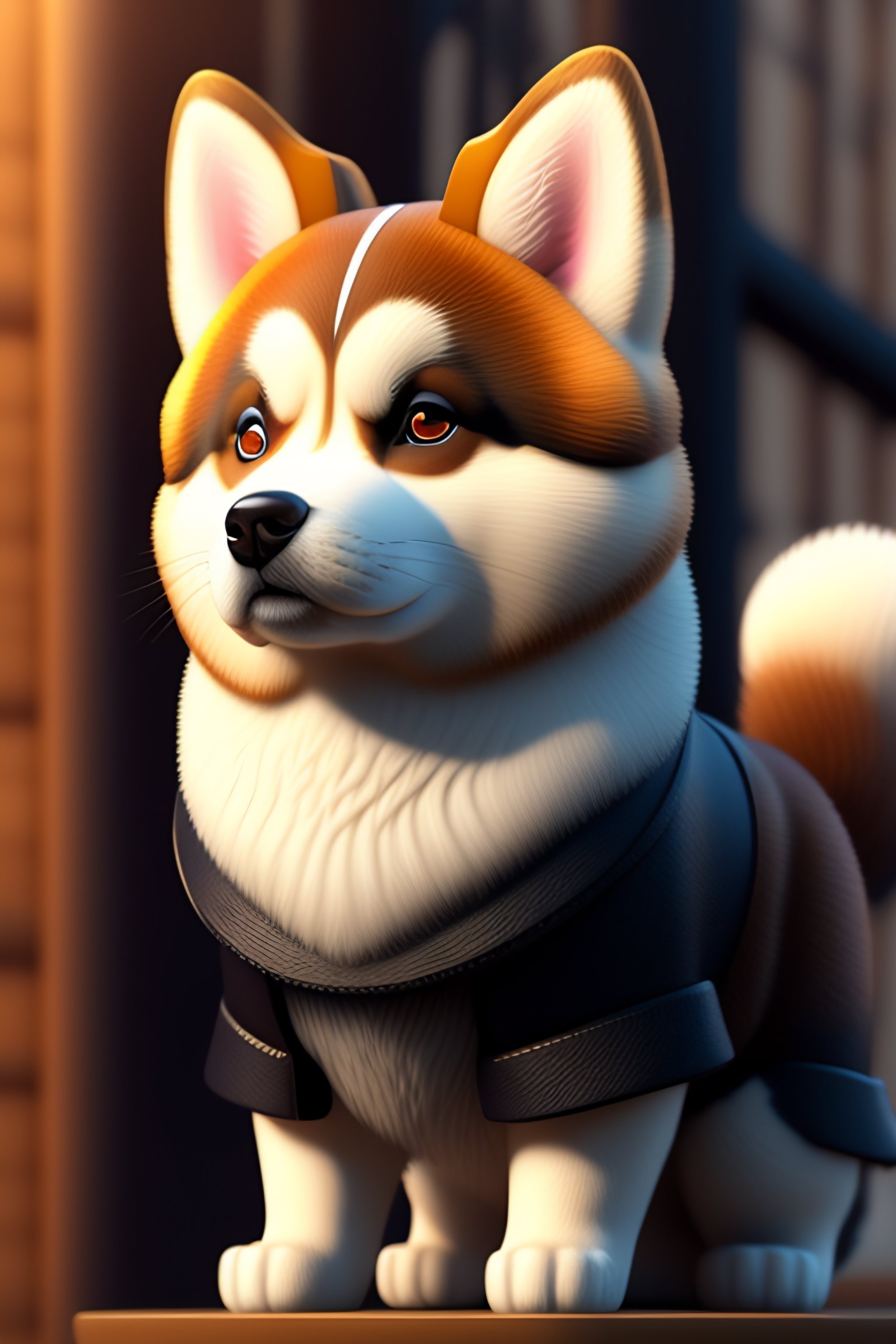 Lexica - CUTE AND ADORABLE CARTOON FLUFFY AKITA INU WITH CAP , FANTASY ...