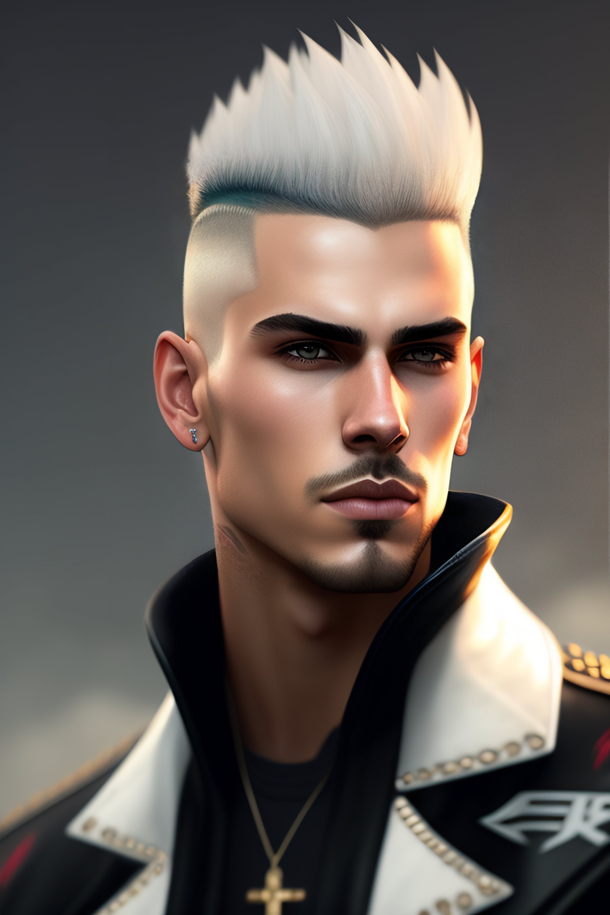 Lexica - Realistic portrait of a white young male punk rocker, shaved ...