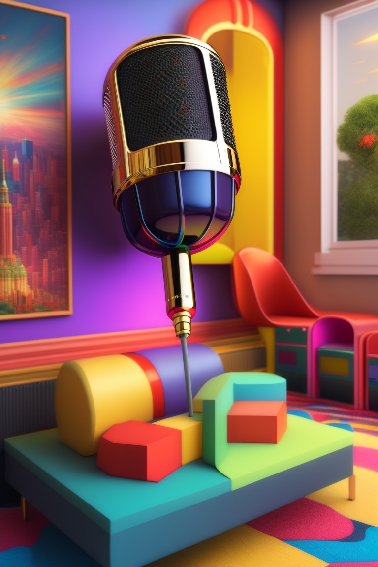 Lexica - A stylized microphone, vibrant colors and pop culture elements ...