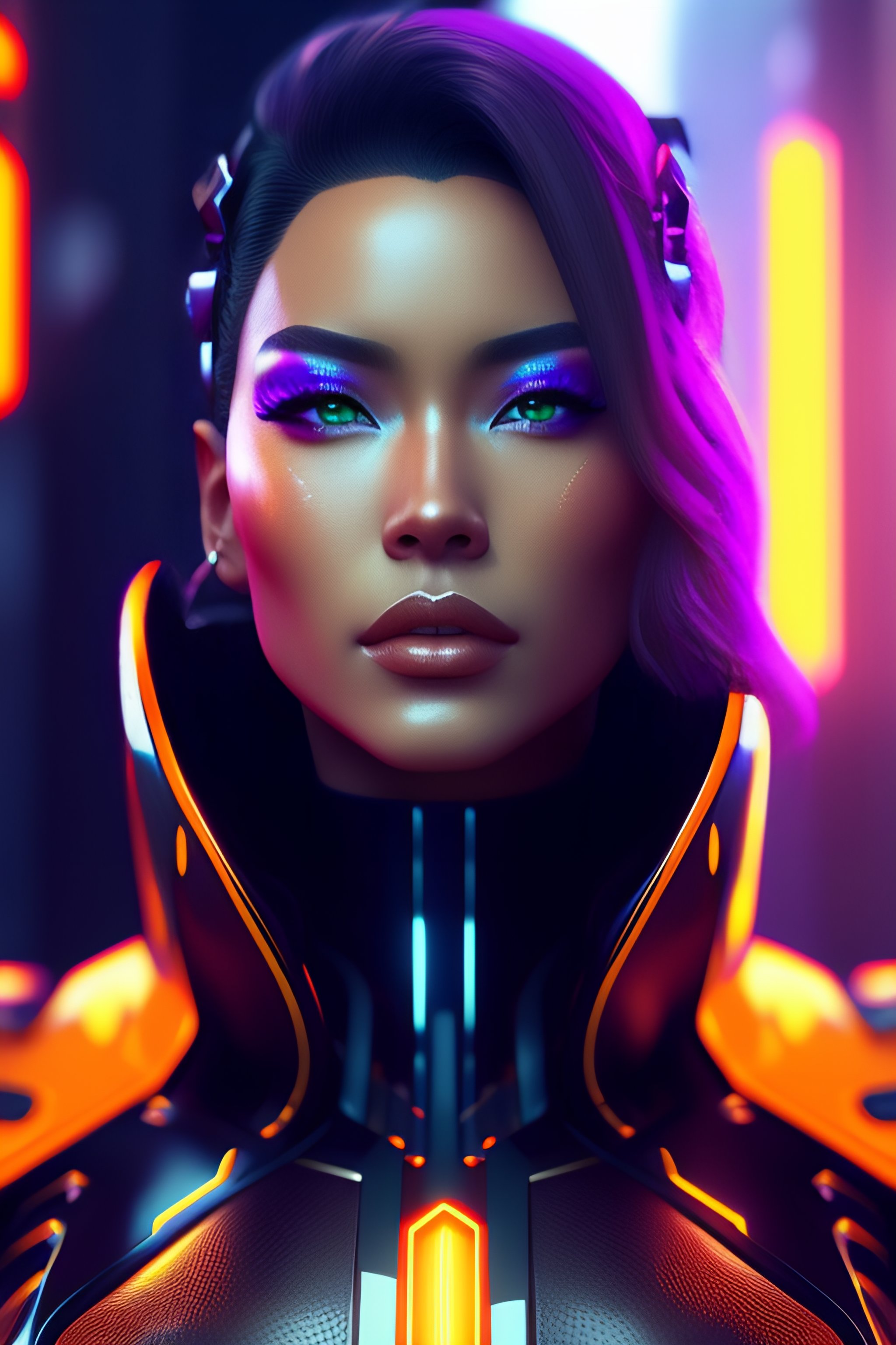 Lexica - Beautiful female cyborg wearing futuristic cyberpunk fashion ...