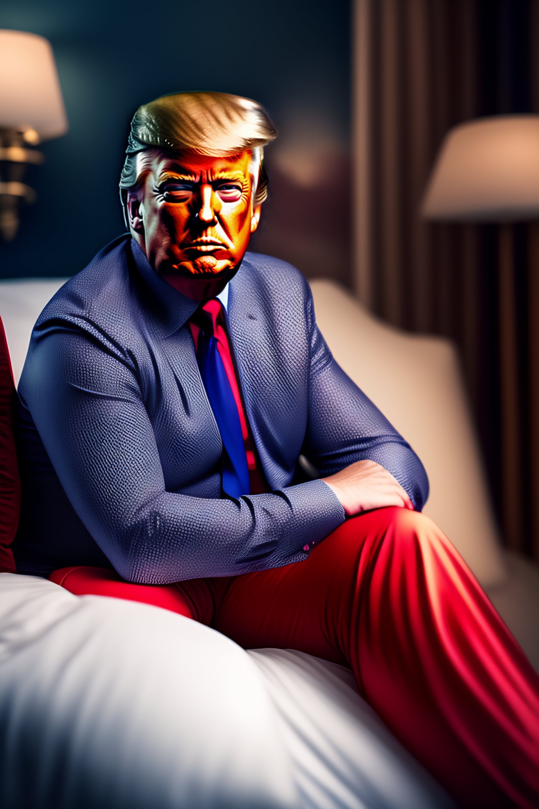 Lexica - Photo of Donal Trump in PJs sitting in bed planning the 2023 ...