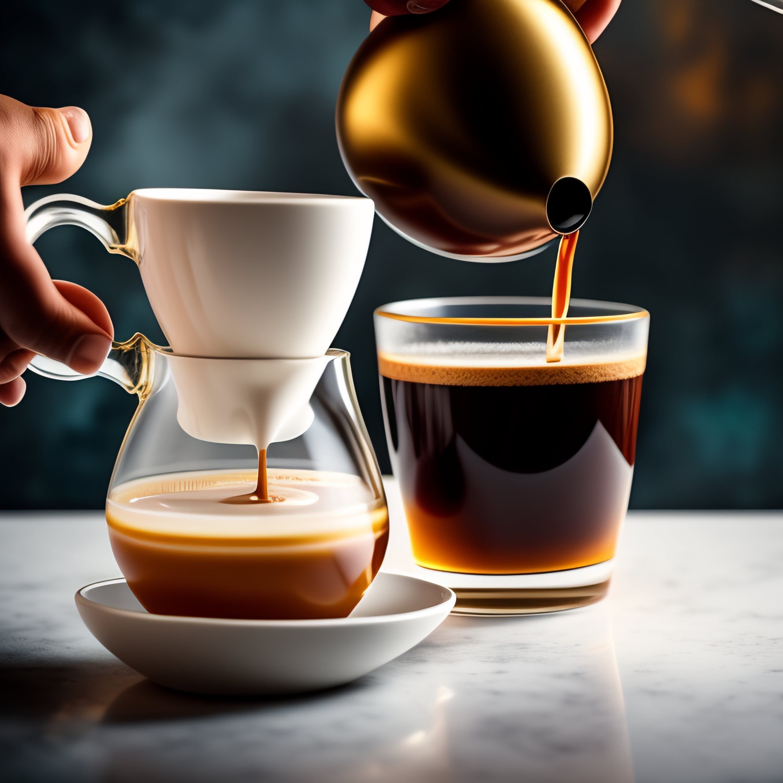 Lexica - Professional photograph of coffee being poured in to a cup