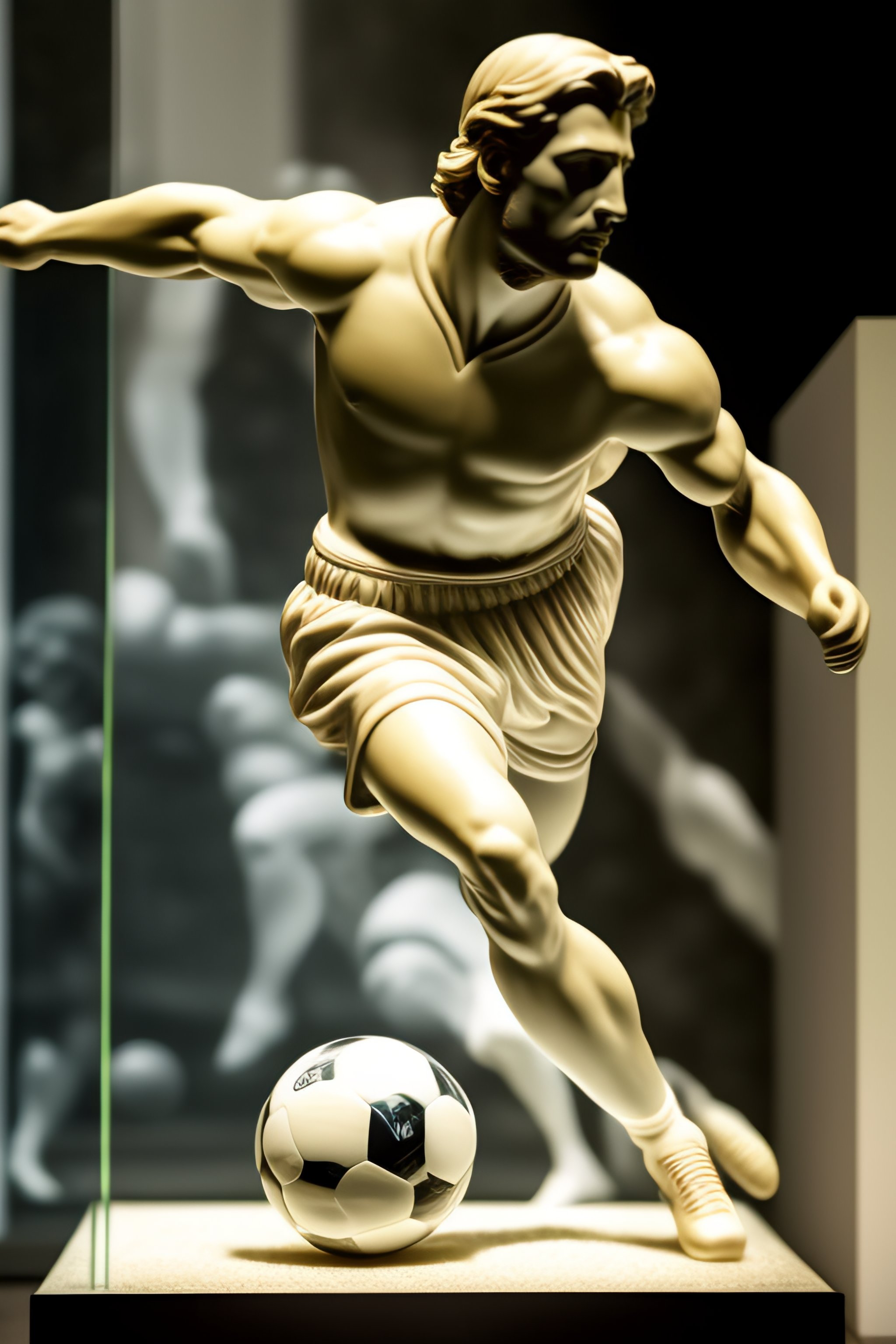 Lexica - Marble sculptures of Messi, kicking ball, very detailed, by ...