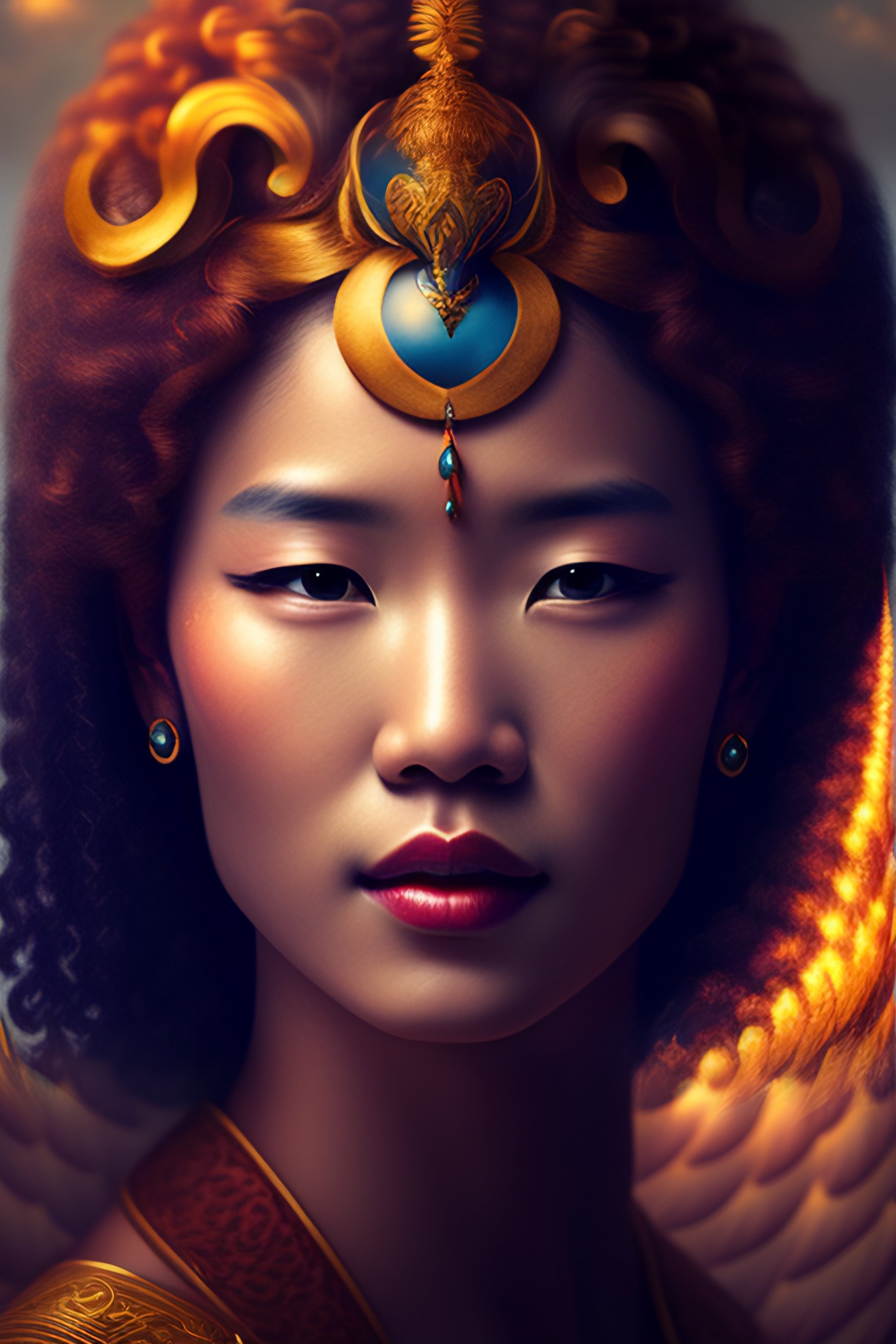 Lexica - Portrait of a beautiful young goddess of phoenixes, unusual ...