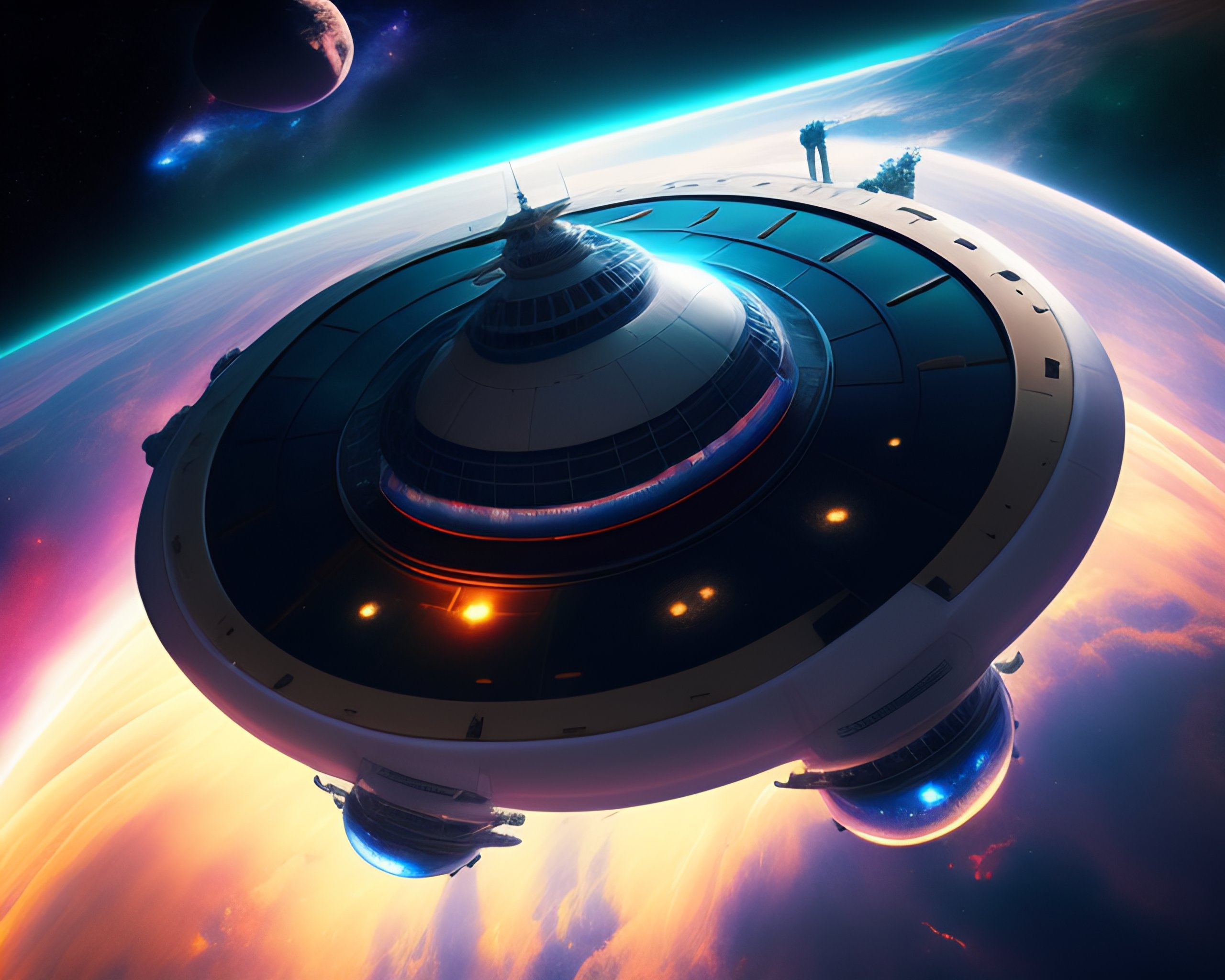 Lexica - Space station with human and alien fighting.