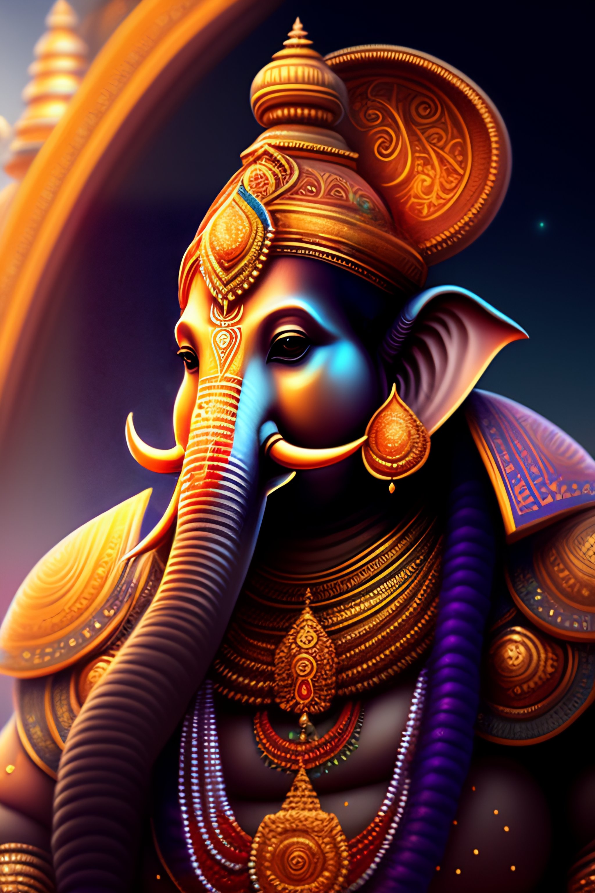 Lexica - Portrait of a Ganesh, fantasy, front light, intricate ...