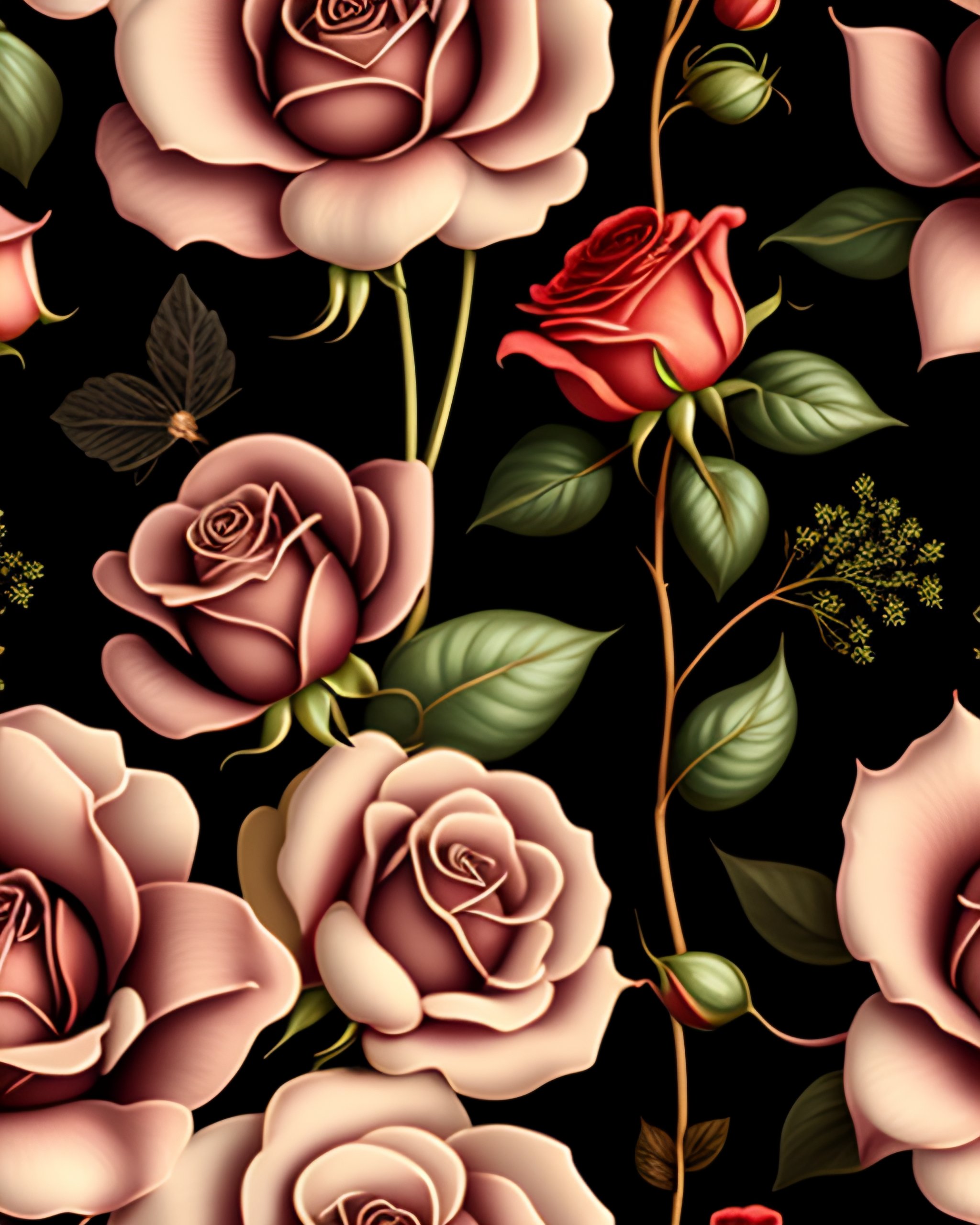 Lexica - Elegant embossed roses with botanical illustration with black ...