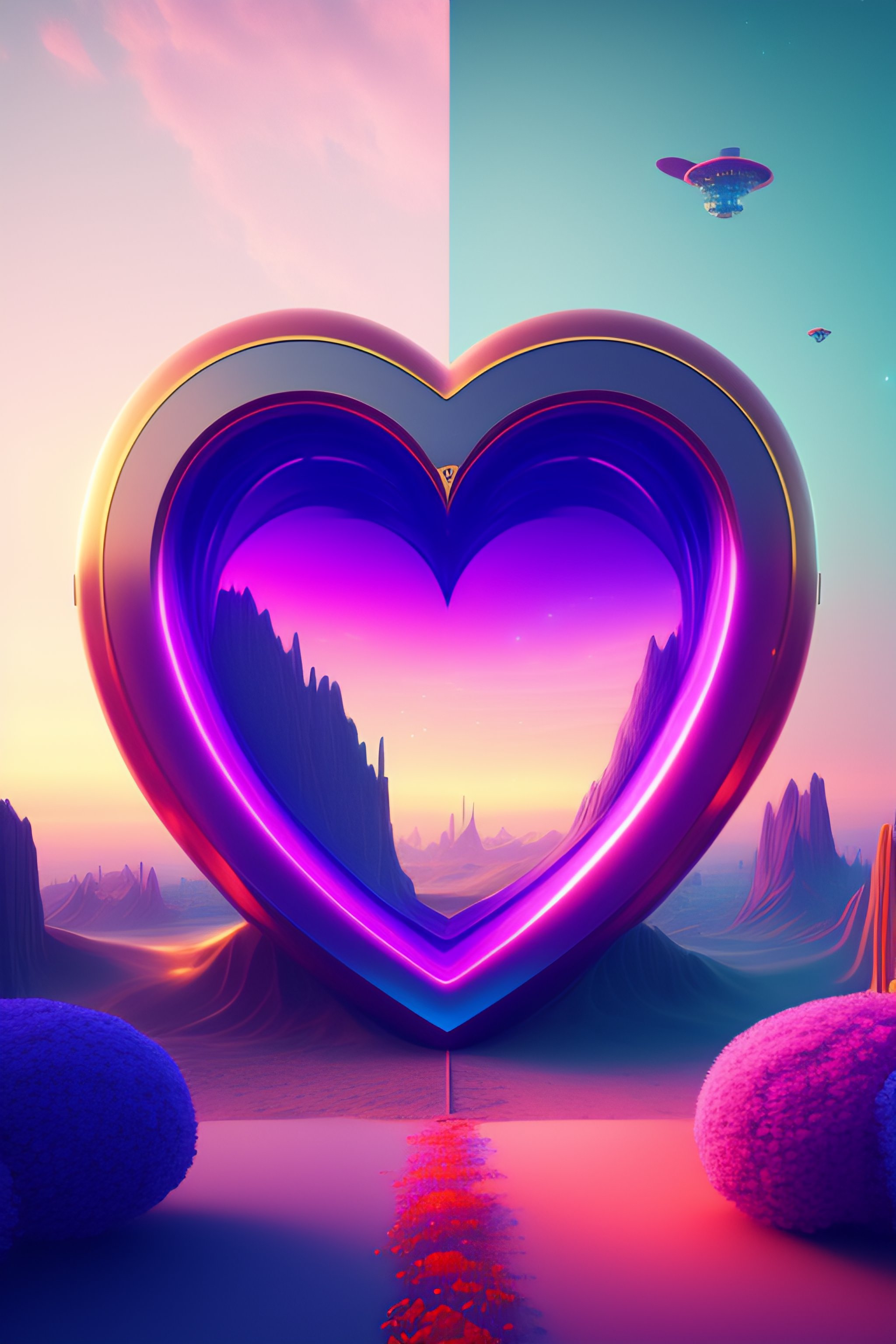 Lexica - An 8k resolution matte painting of a heart in futuristic ...