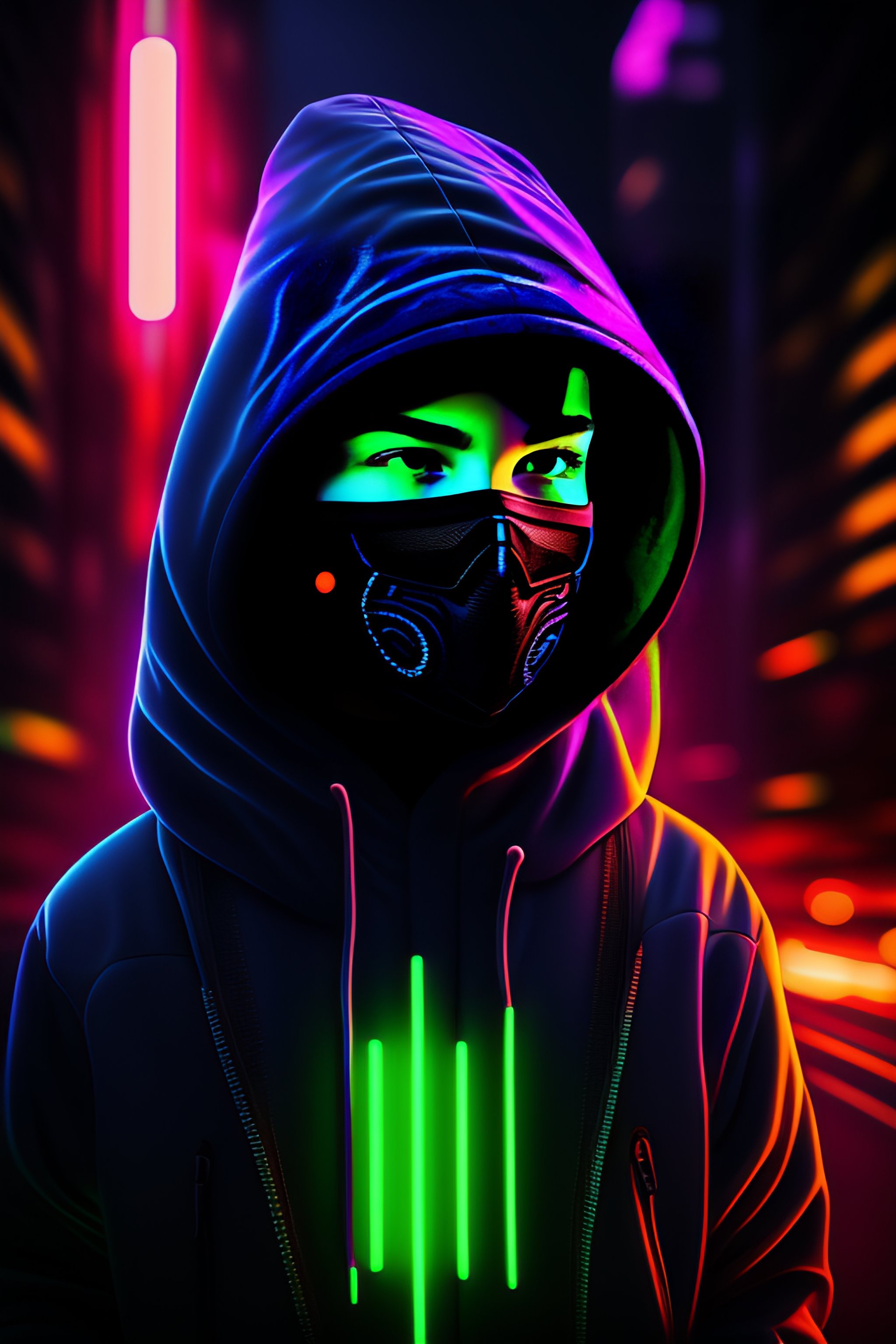Lexica - Boy wearing black mask, DMT, hyper glow, anonymous, hacker ...