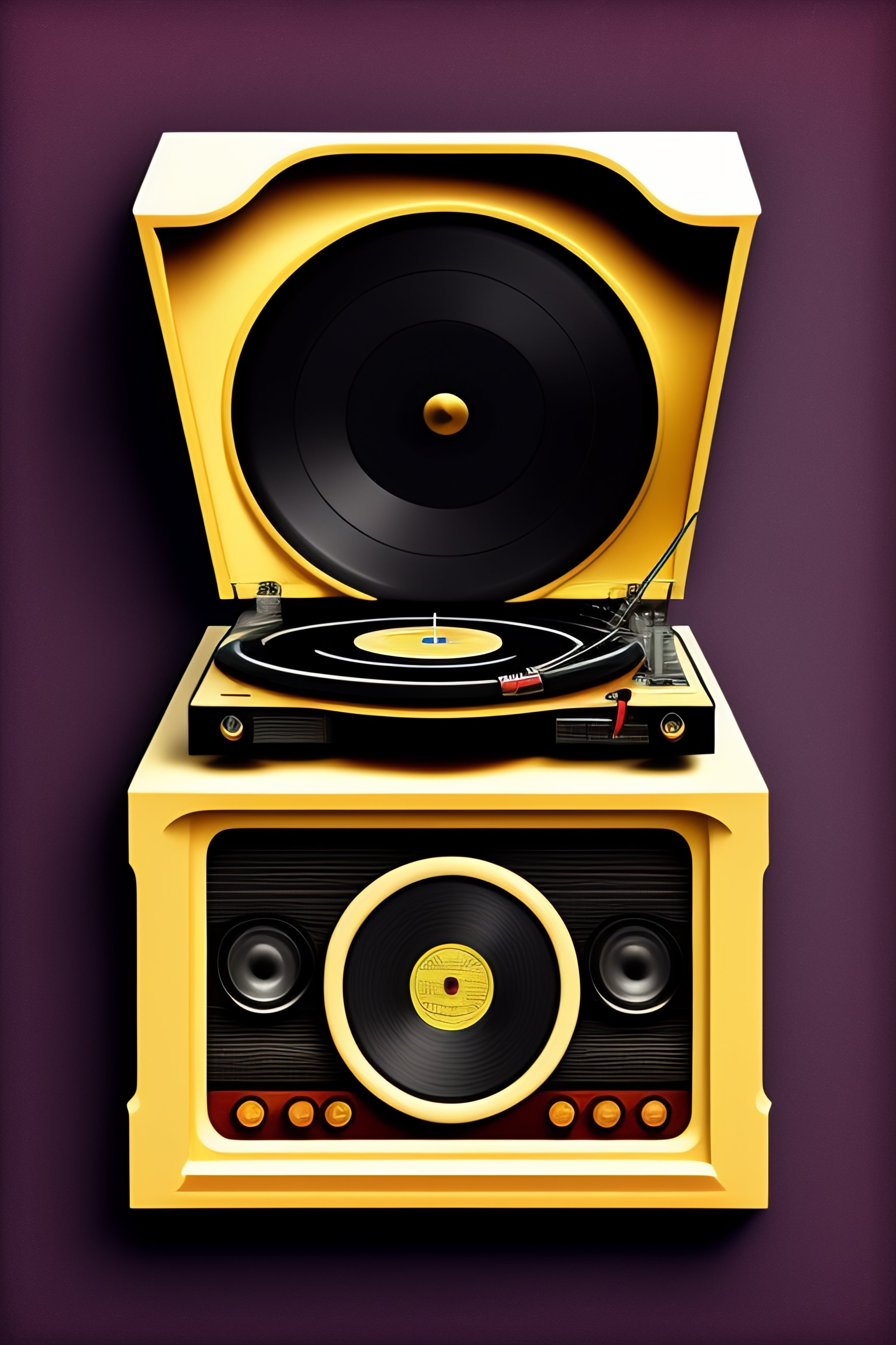 Lexica - Outline of a old style vinal record player, digital art