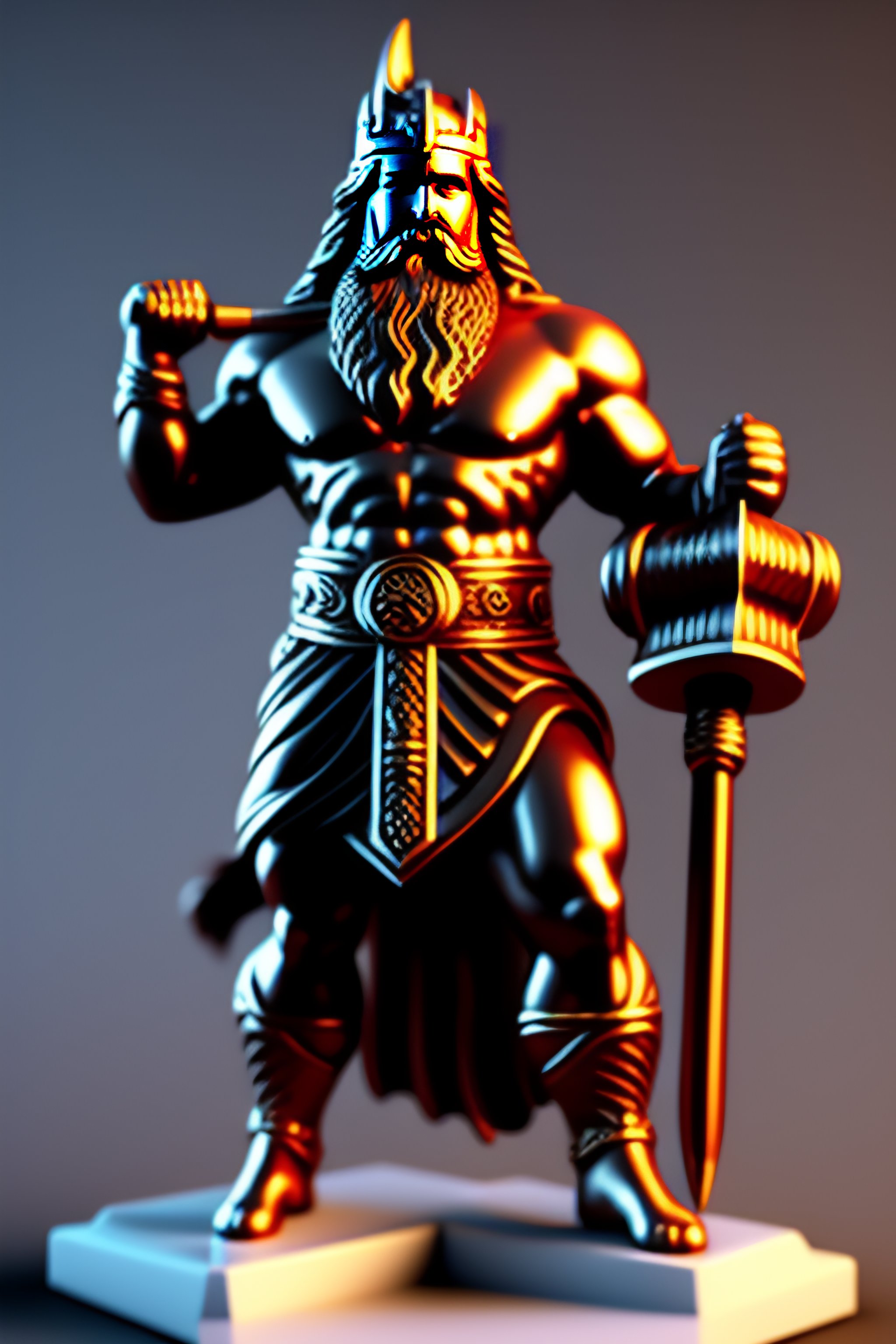 Lexica - 3D image of Thor Viking God with his hammer lightening