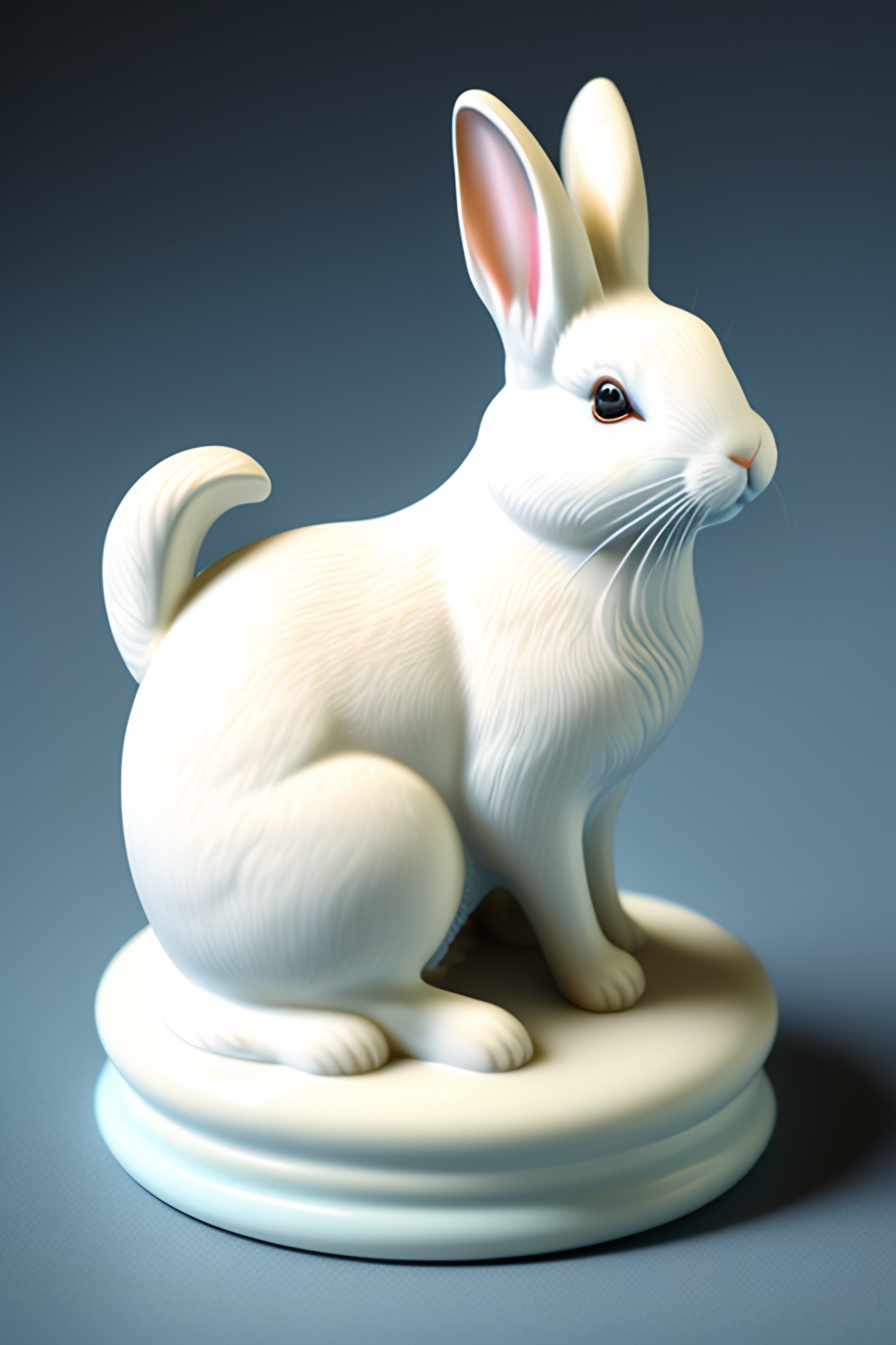 Lexica - Porcelain statue of a cute rabbit. Fine intricate details