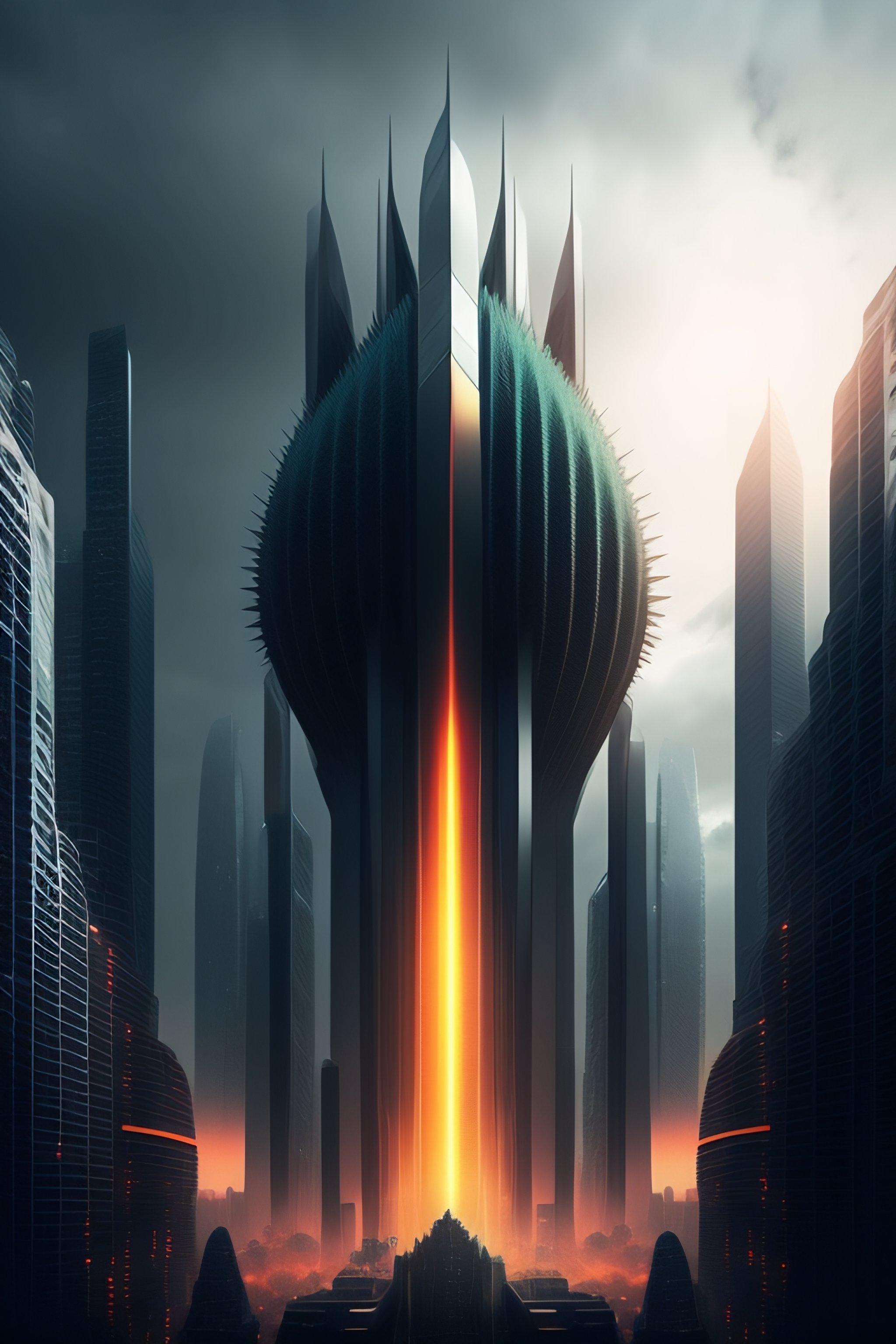 Lexica - A giant scary spiky marble in the middle of a gloomy ...
