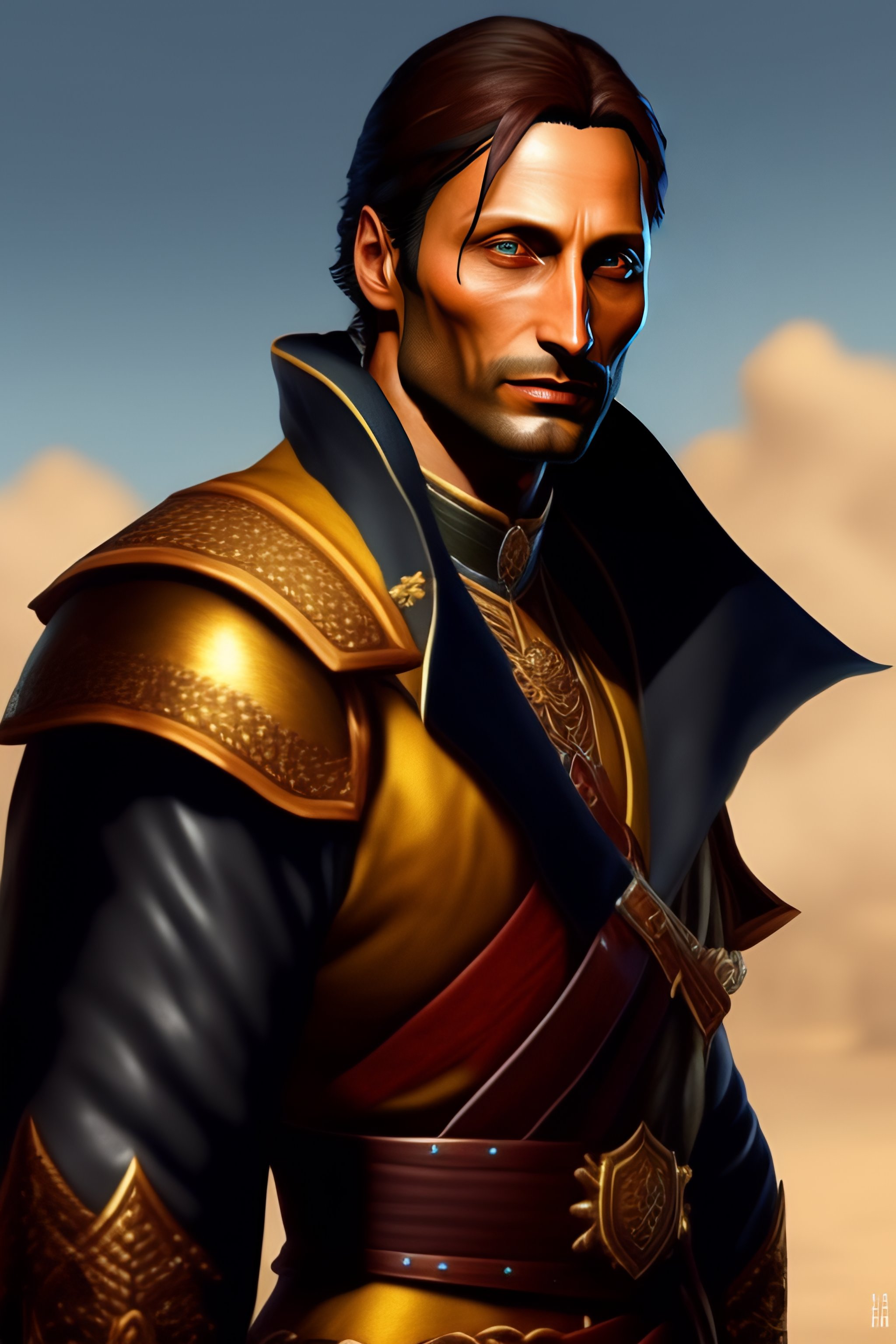 Lexica - Mads Mikkelsen as a Human Fighter in the style of a Baldurs ...