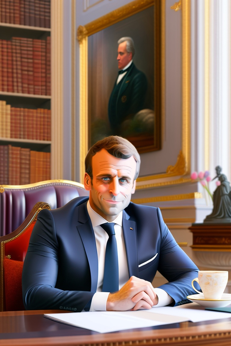 Lexica - Emmanuel Macron, the President of the French Republic, seated ...