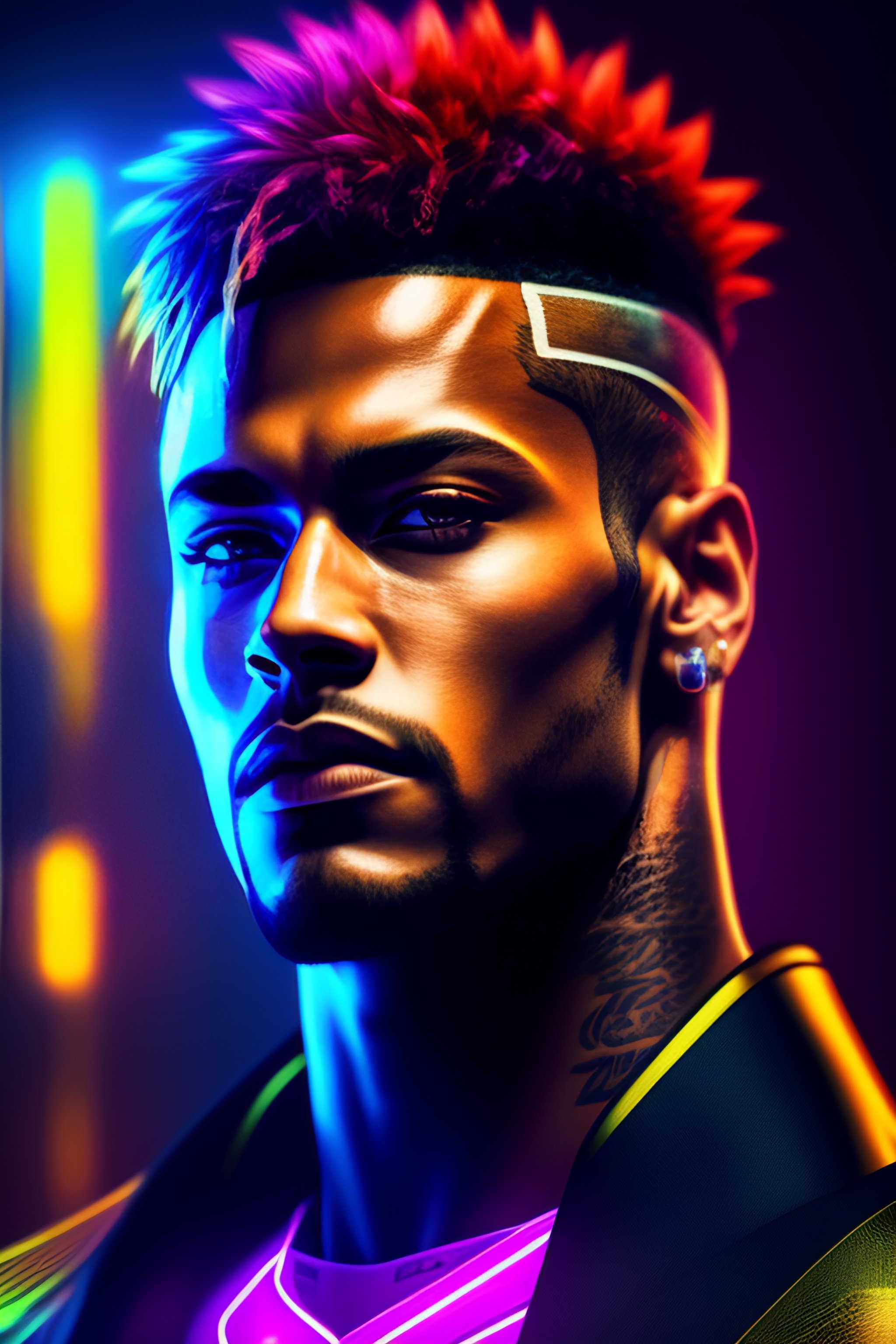 Lexica - Neymar portrait, cyberpunk 2 0 7 7, cyberpunk, photorealistic ...