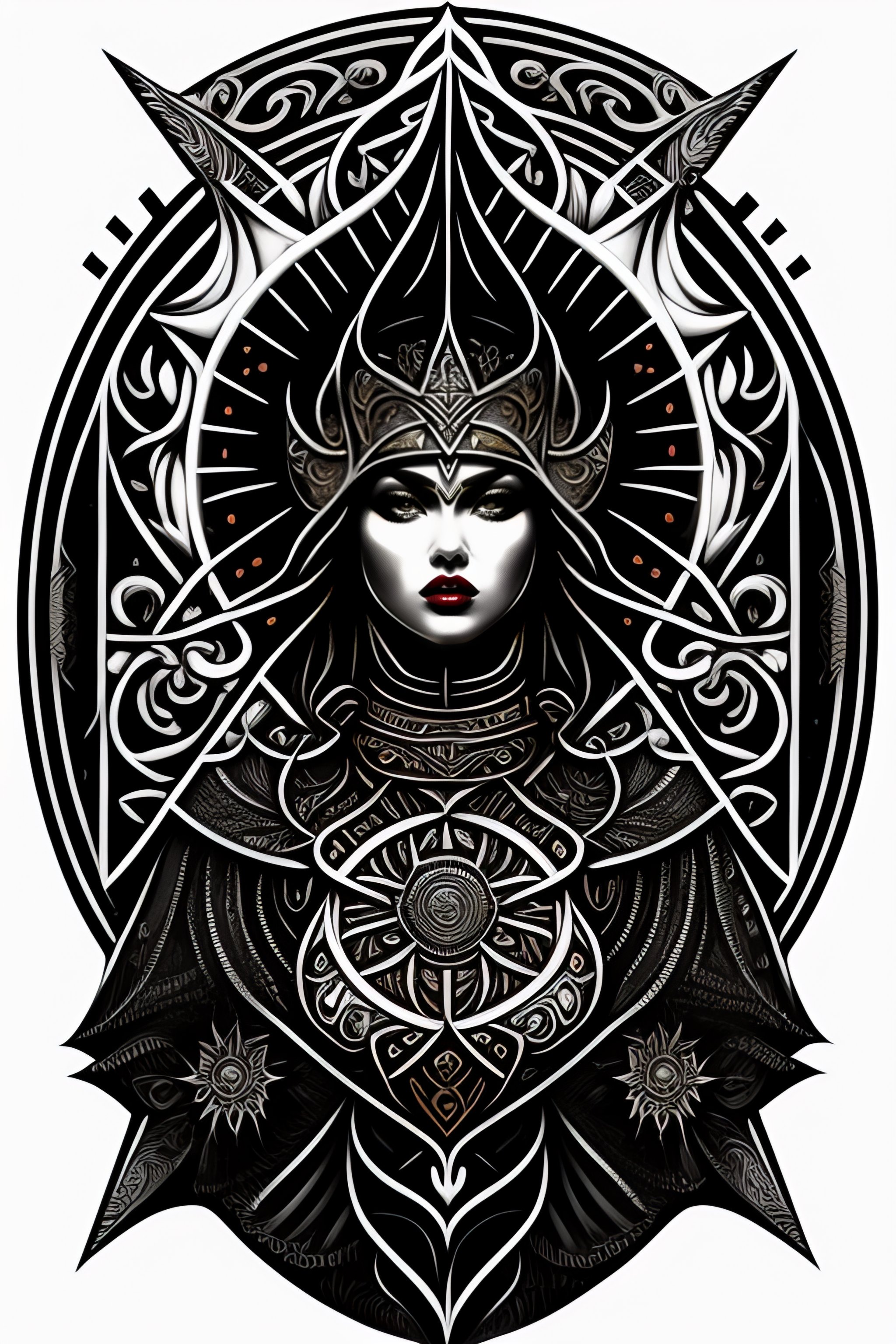 Lexica - A tshirt design of Satanic queen, symmetrical, highly detailed ...