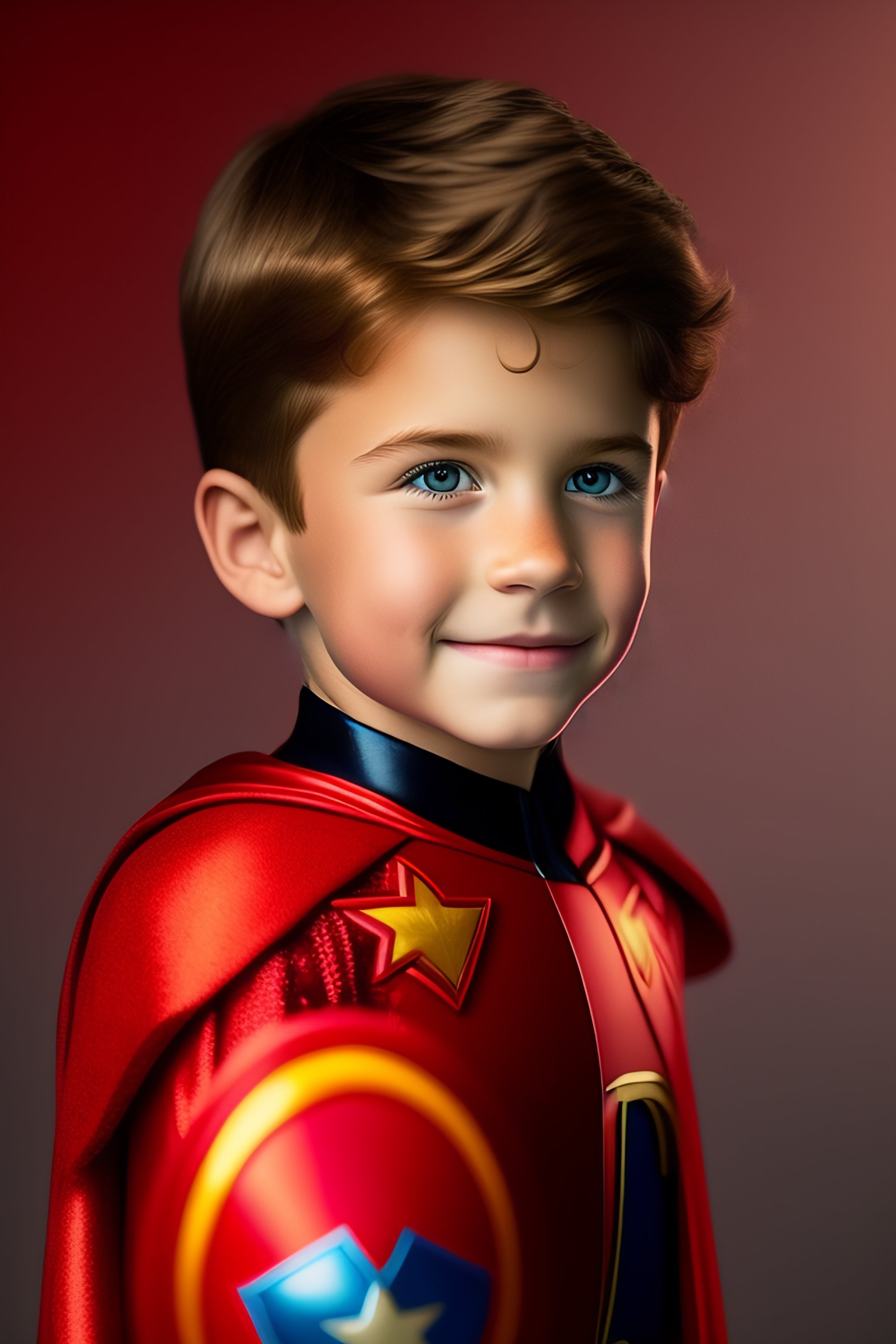 Lexica - A young caucasian boy dressed as a superhero in a red costume ...