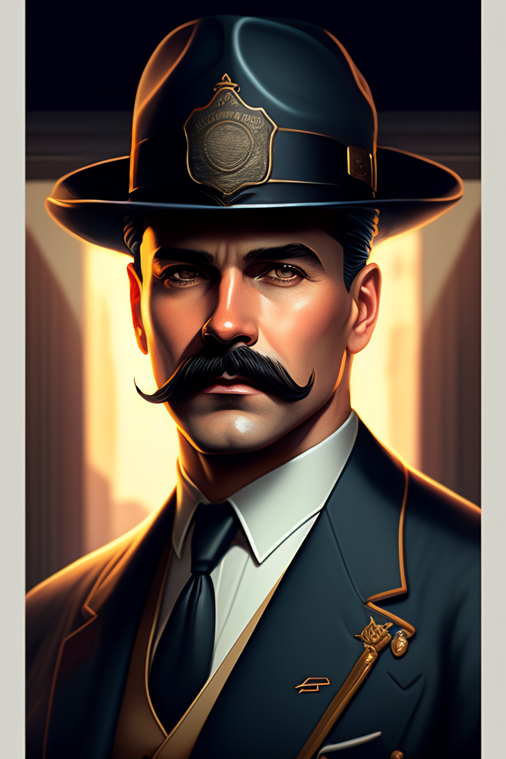 Lexica - Lovecraftian portrait of a 1920s police detective, gray haired ...