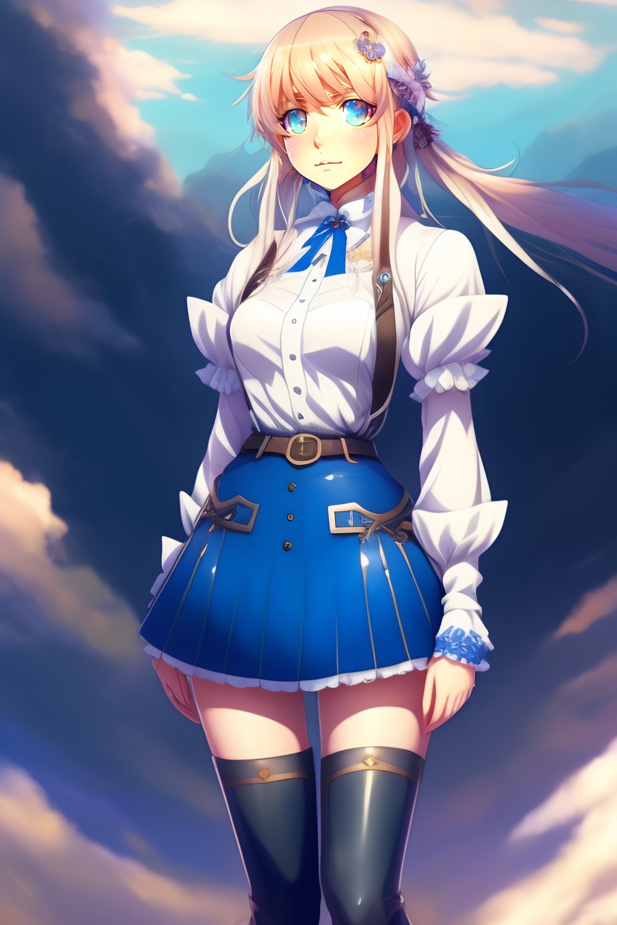 Lexica - FGO anime girl Blond, long hair, blue eyes and a pretty smile ...
