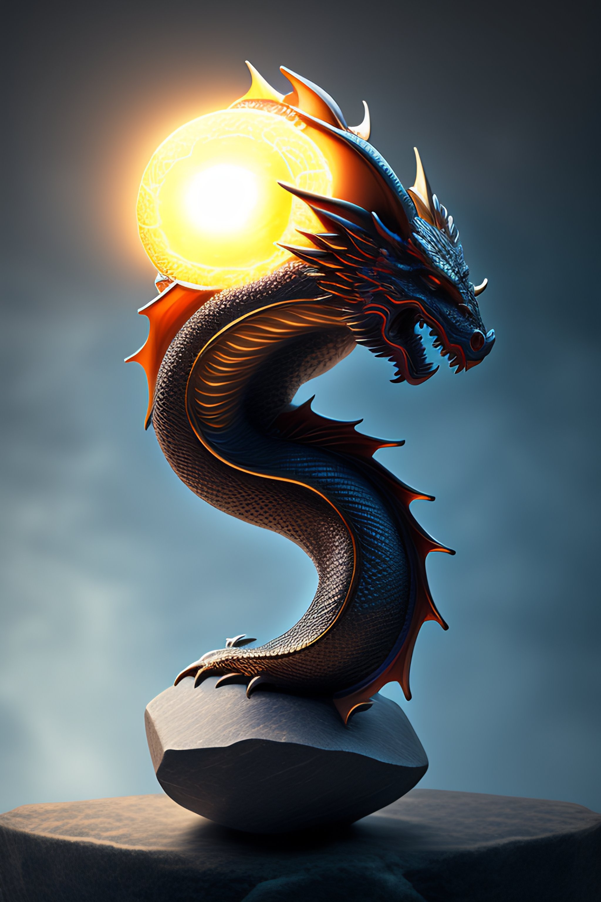 Lexica - Dragon claw made of stone holding a orb of bright light