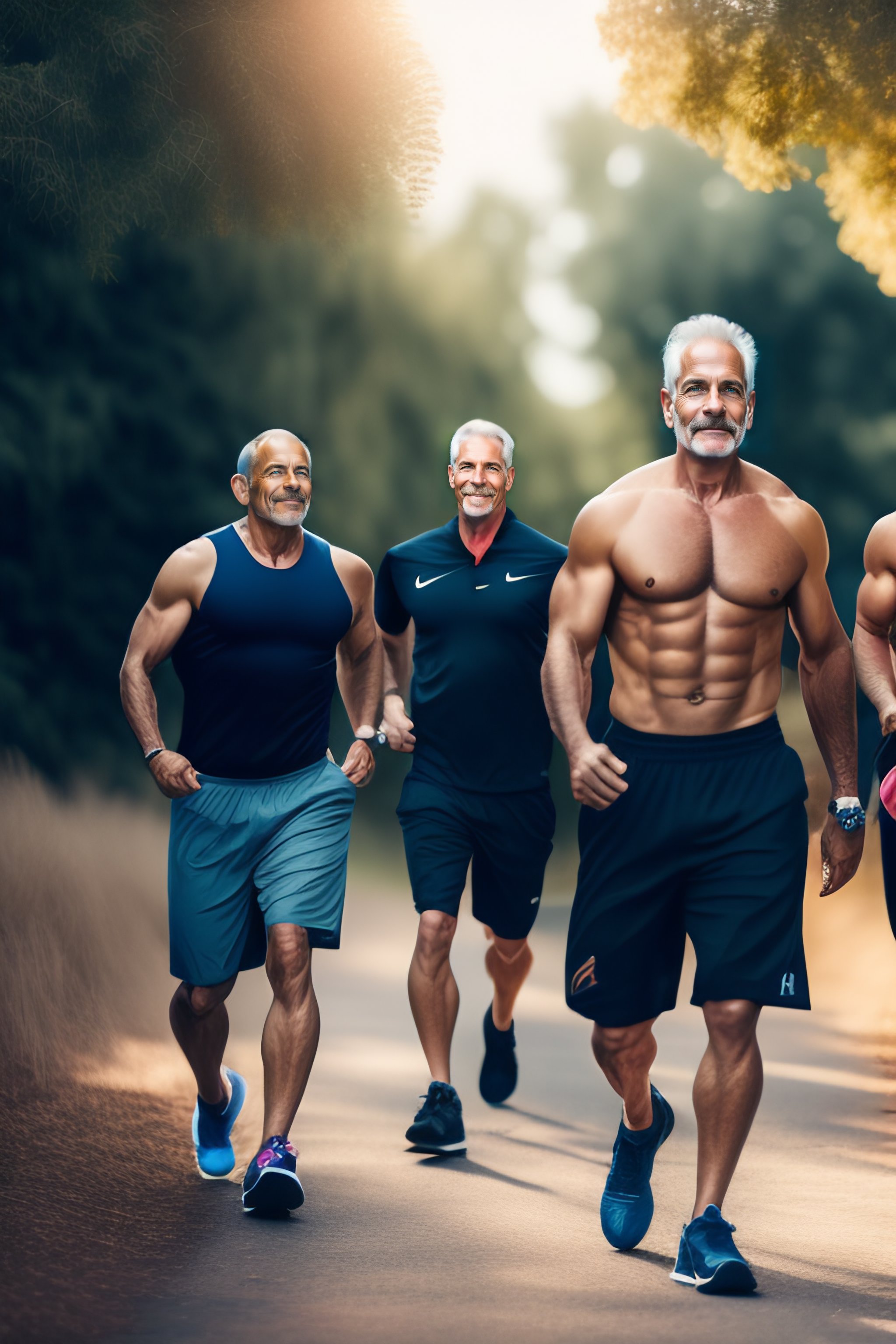 Lexica - Group of diverse middle age men, fitness context, health focus ...
