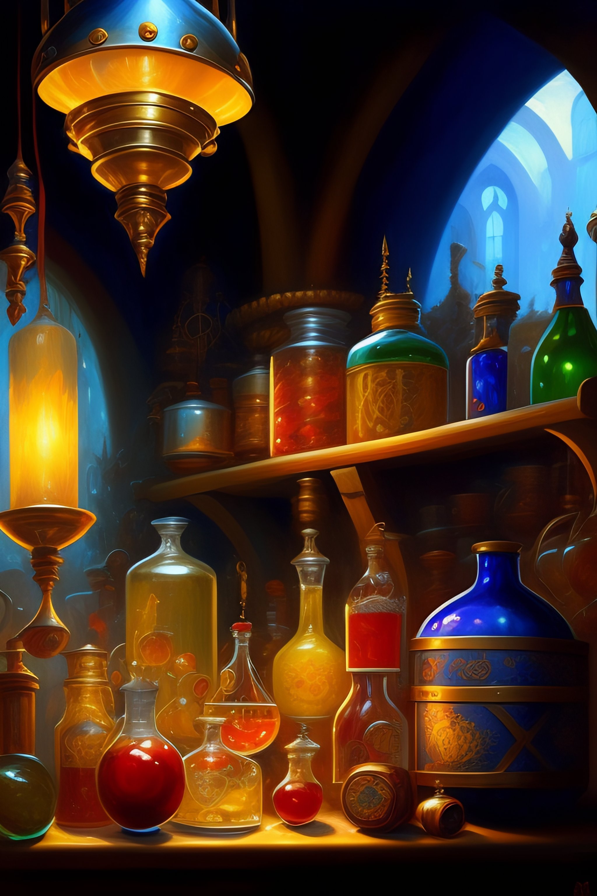 Lexica - Surreal abstract painting of a cluttered fantasy medieval ...