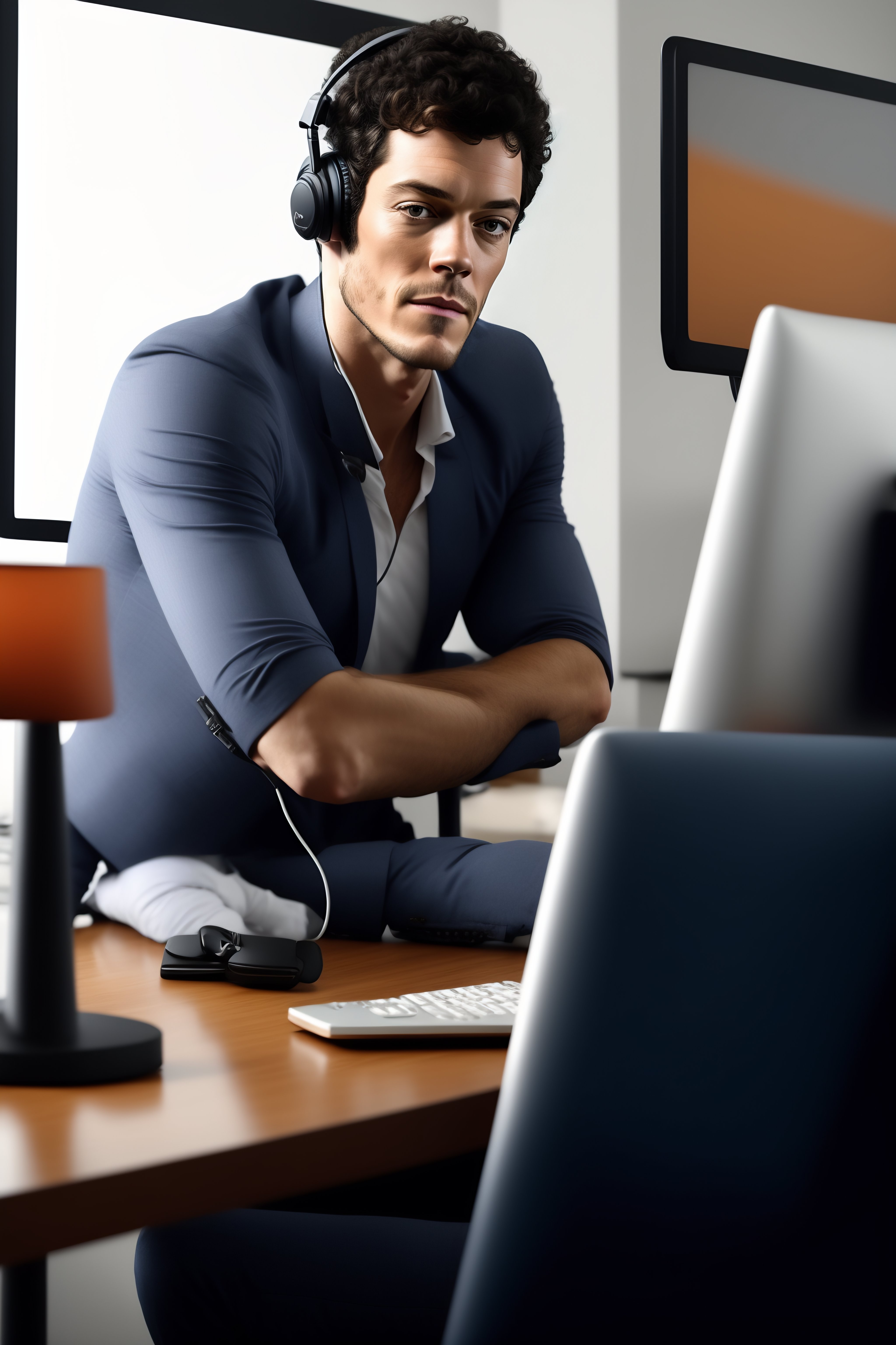 Lexica - Actor Adam Brody is sitting at his office desk working on his ...