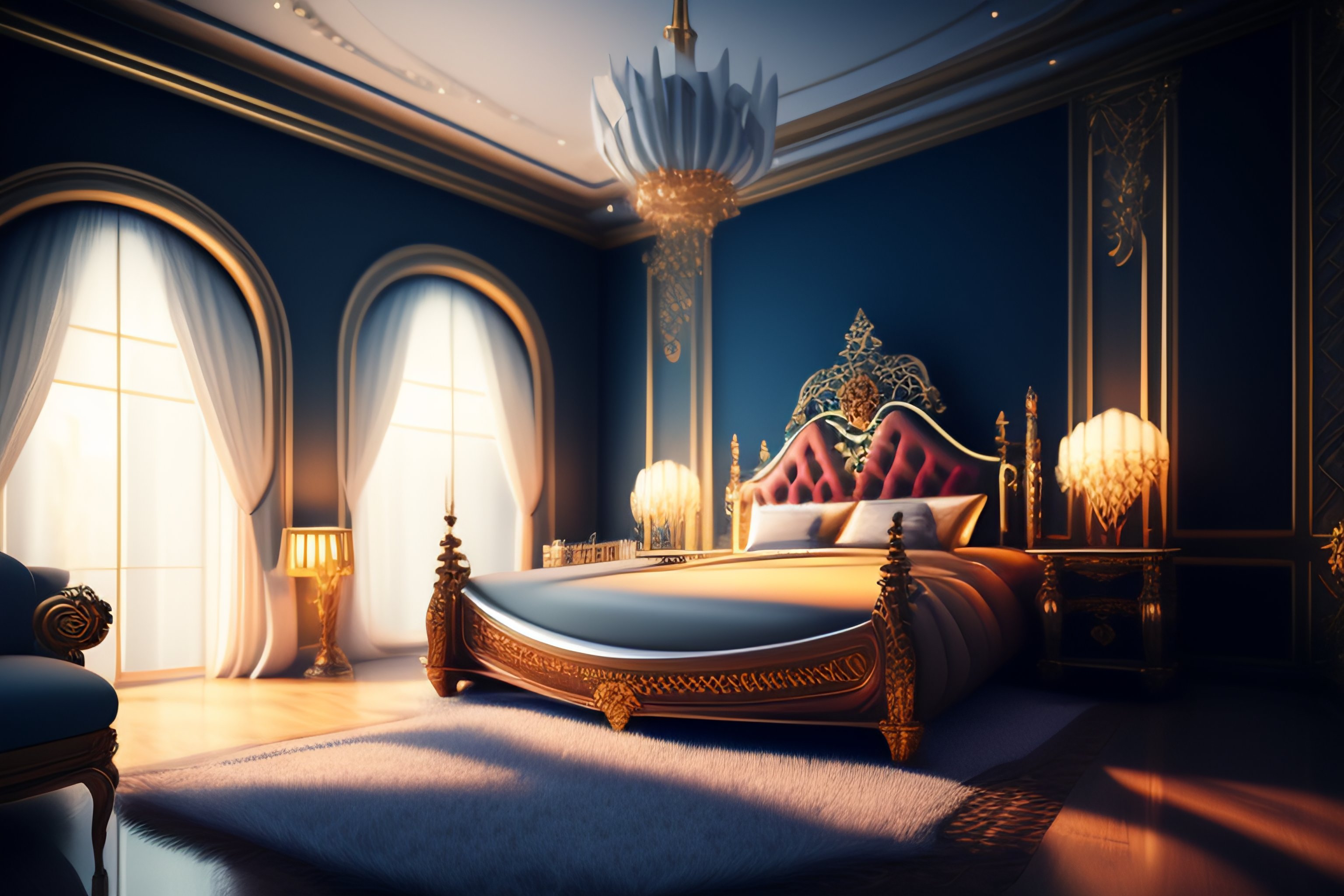 Lexica - A photo of a luxurious room in a fantasy castle