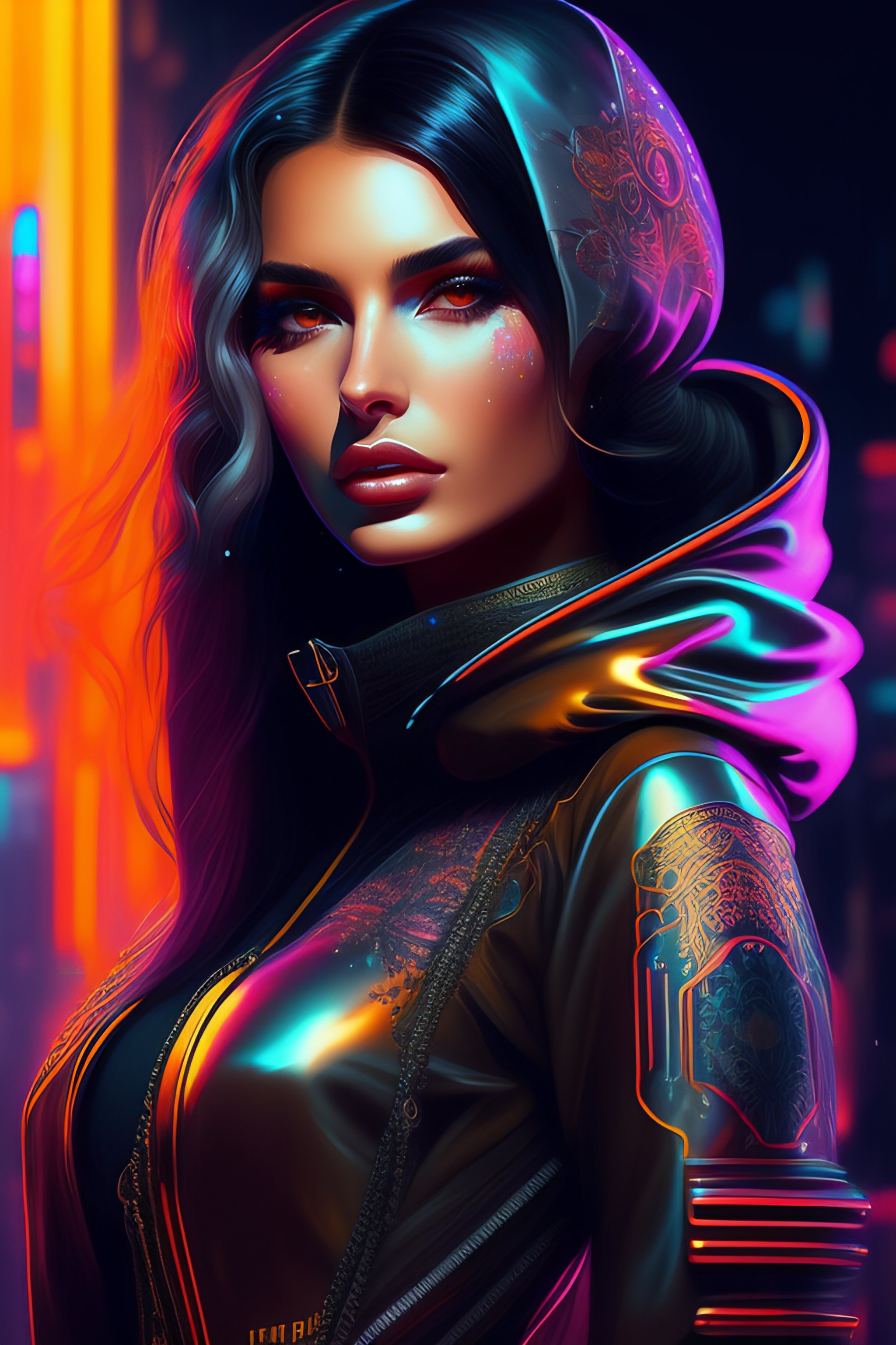 Lexica - Emily ratajkowski detailed portrait Neon Operator Girl ...