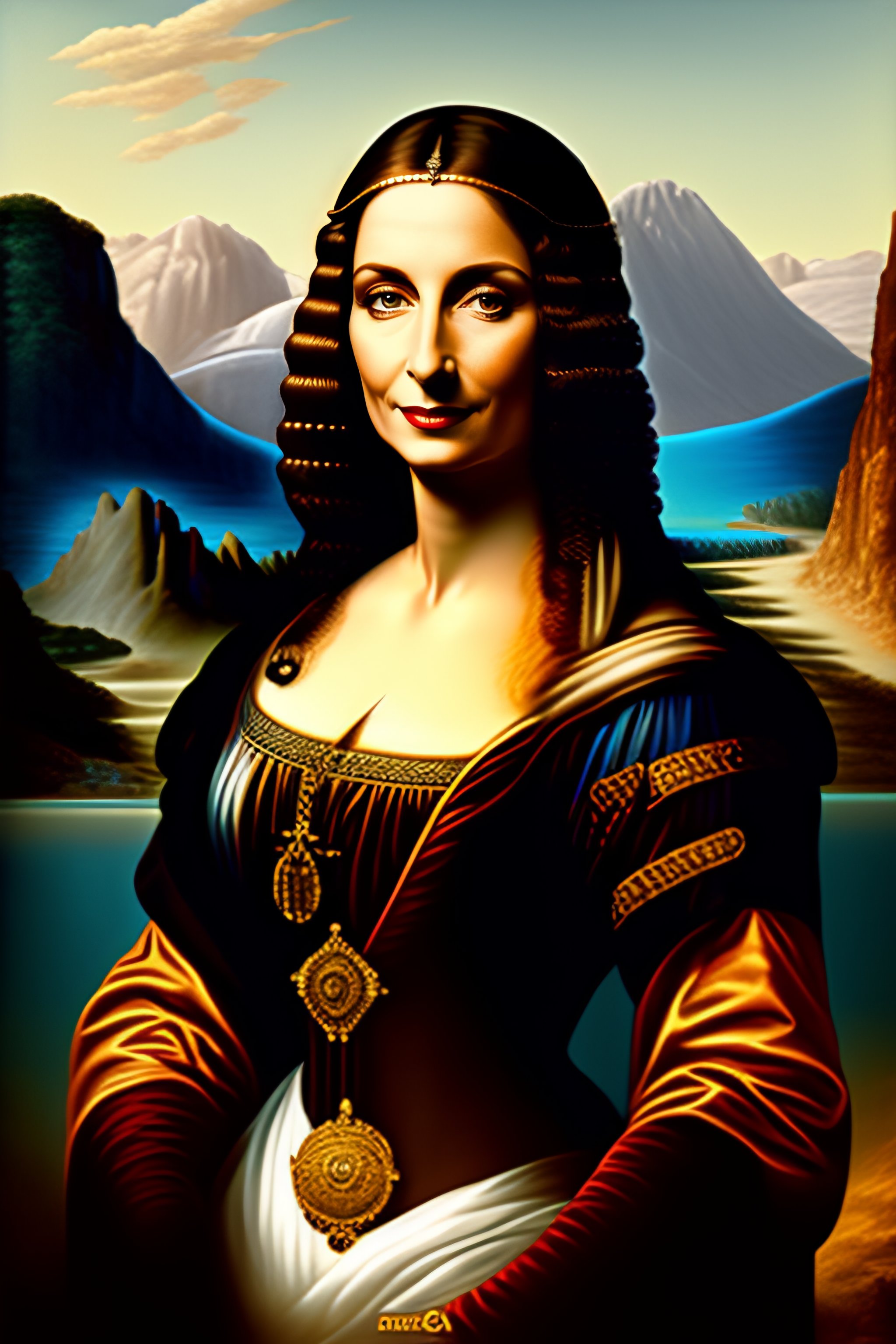 Lexica - Gioconda in hyper realistic 3d and steampunk style