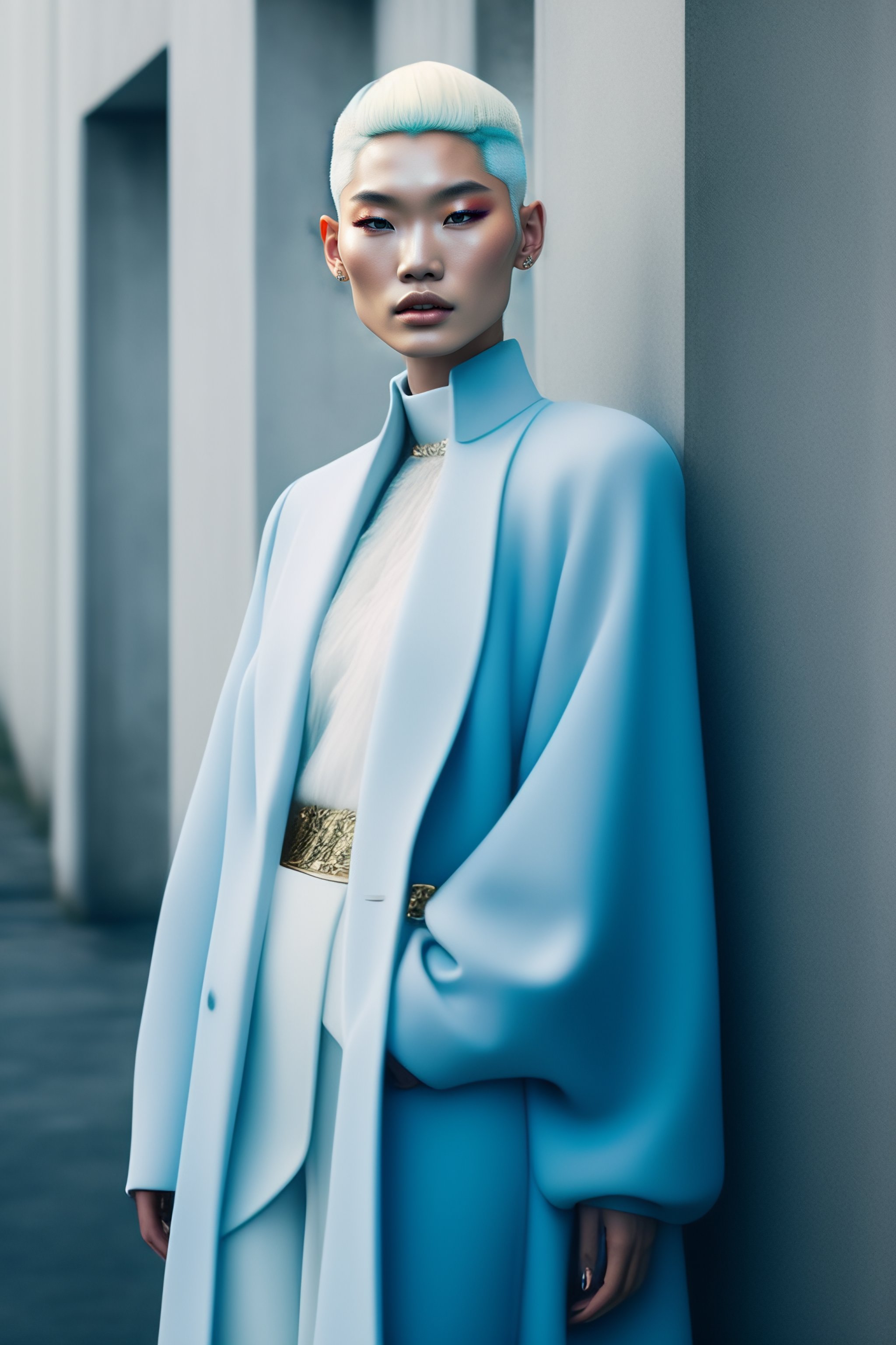 Lexica - Portrait of haute couture beautiful albino asian fashion model ...