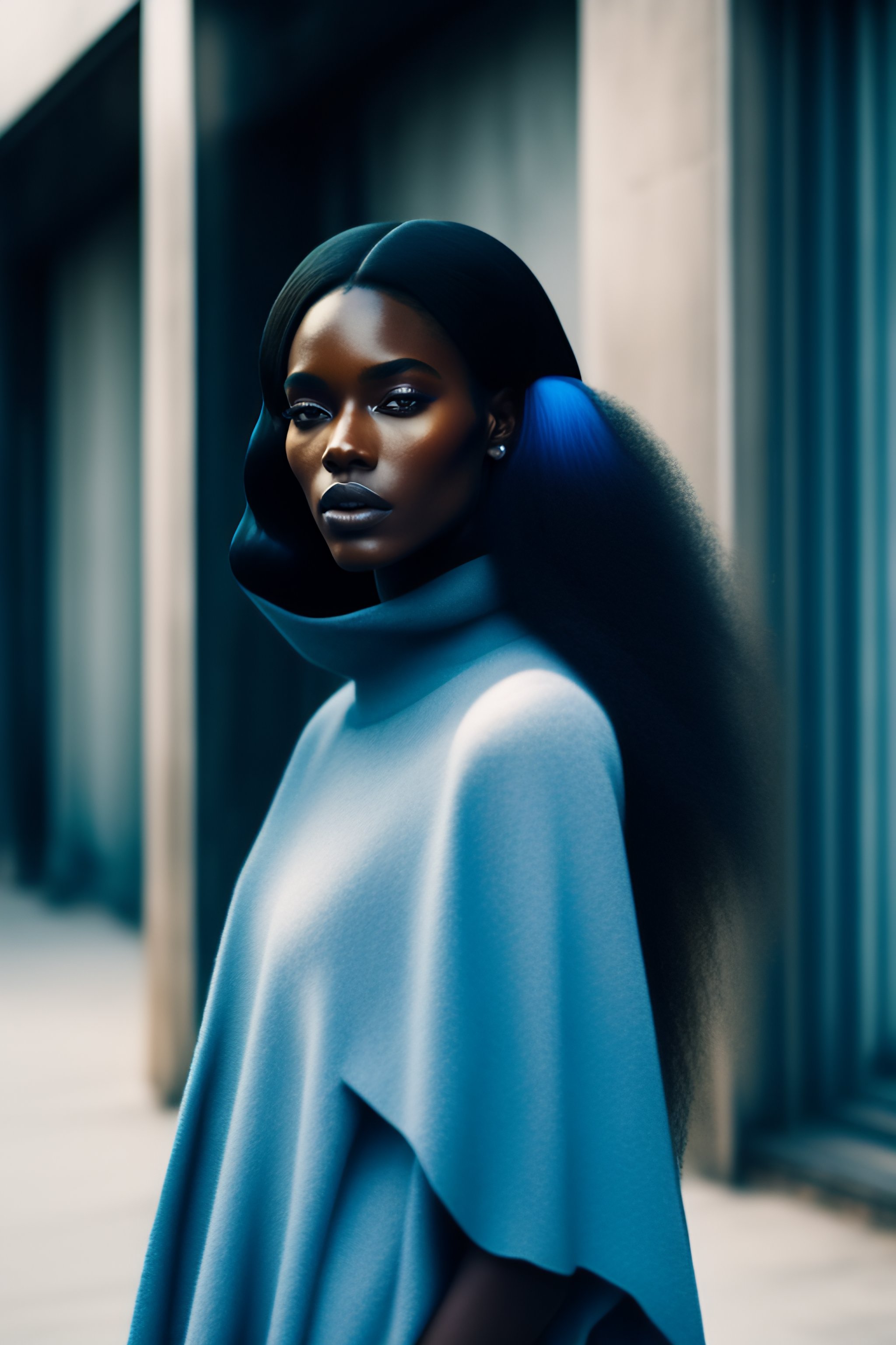 Lexica - Portrait of haute couture beautiful black skin fashion model ...
