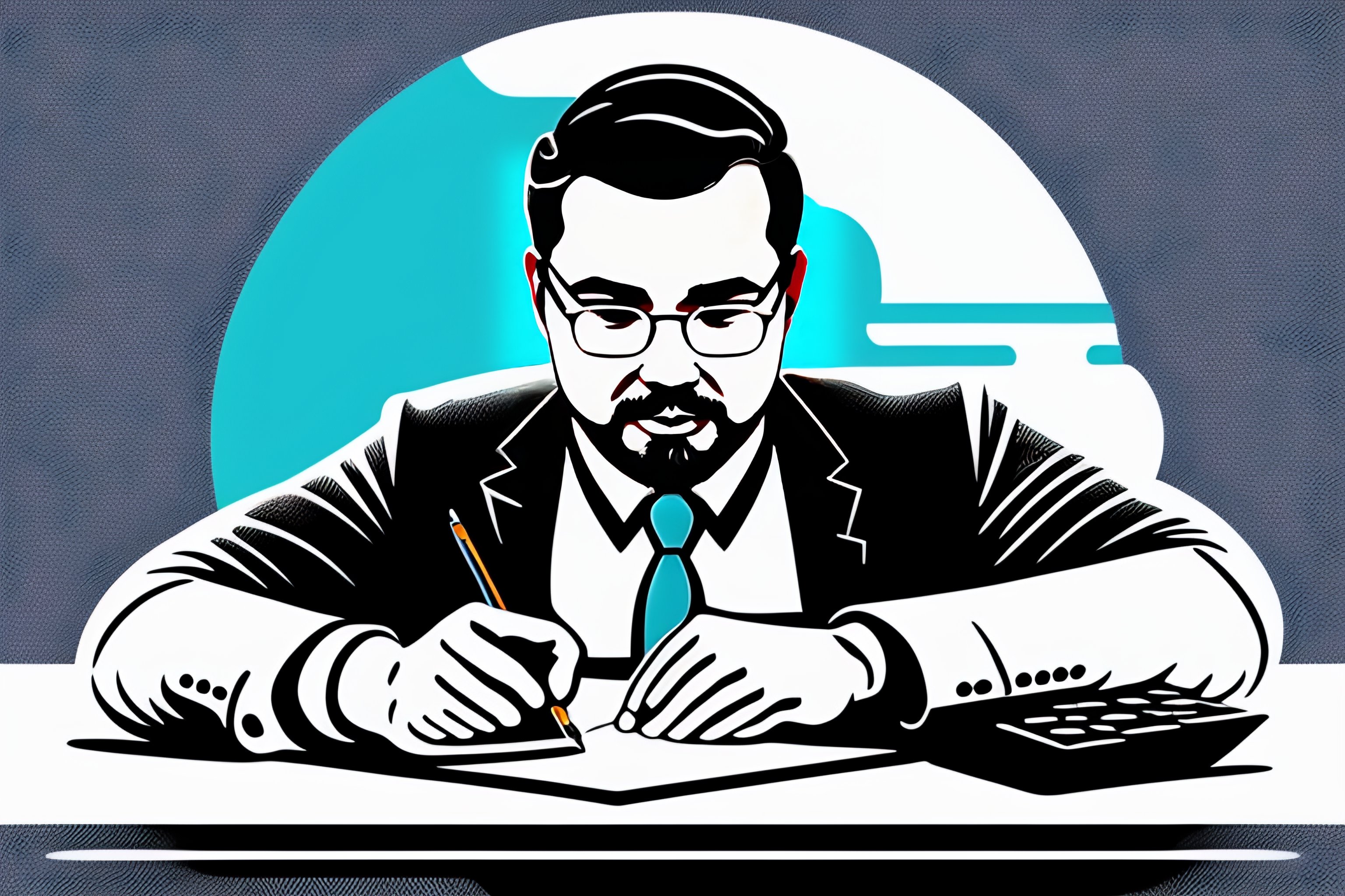 Lexica - Graphic illustration of a man writing a resume. The image ...
