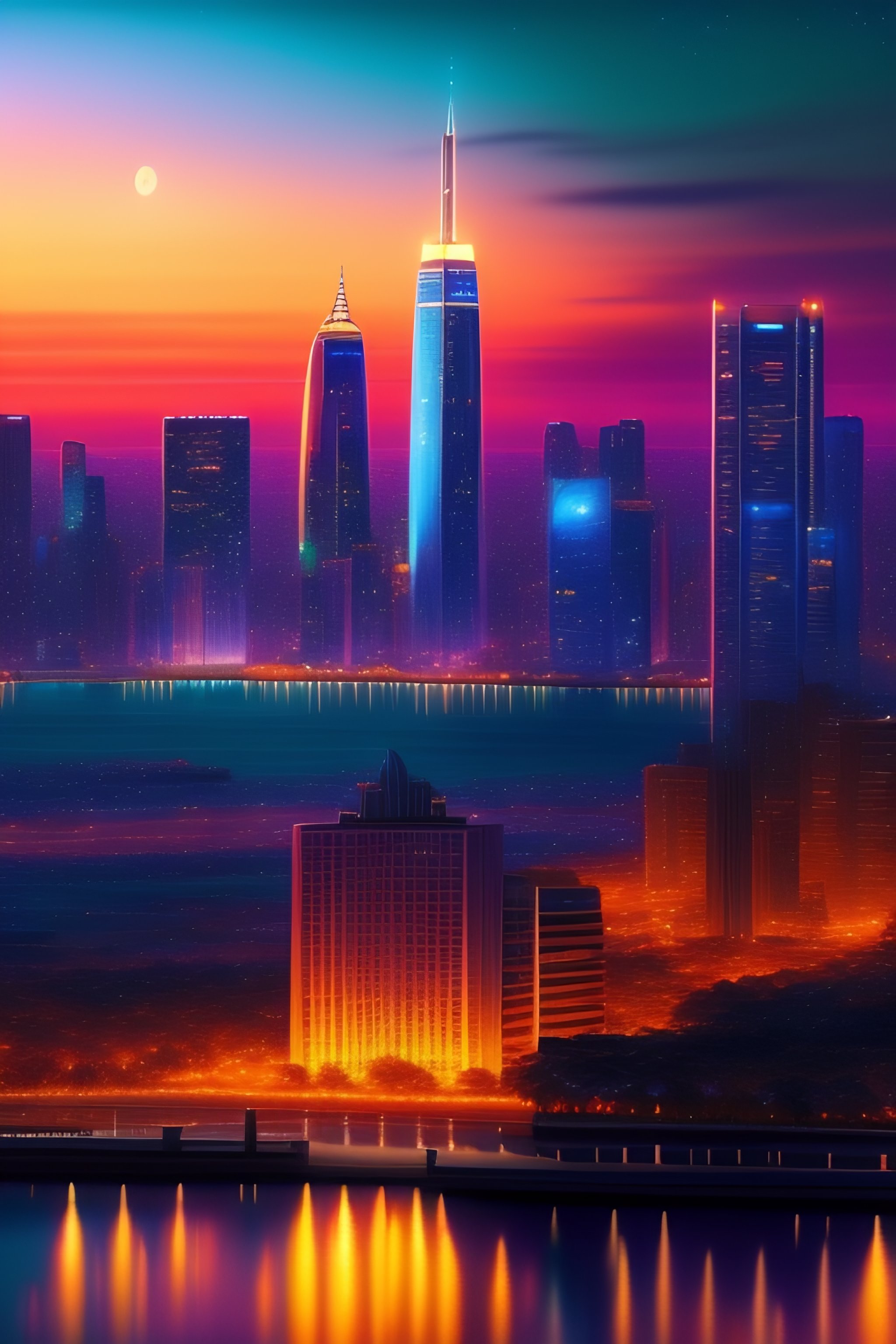 Lexica - A cityscape at night made of sapphires, emeralds, and rubies ...