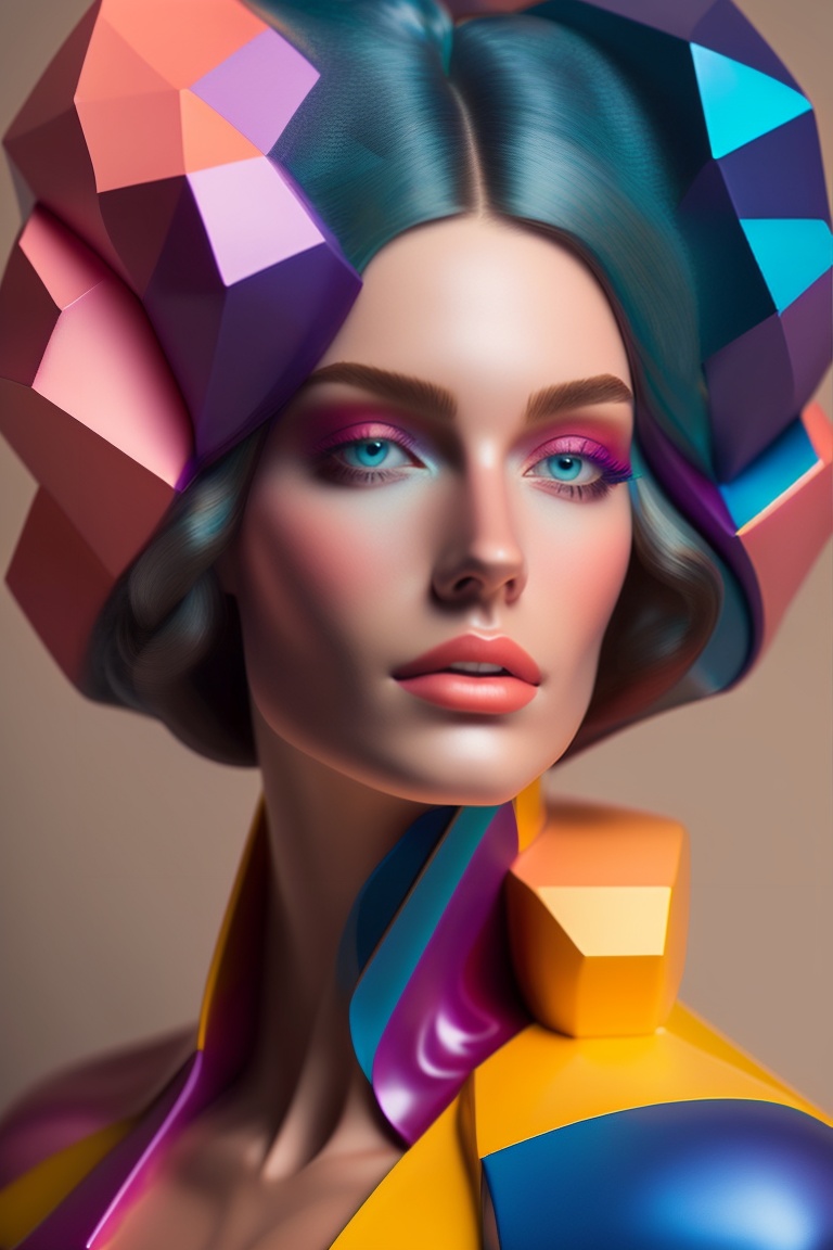 Lexica - Geometric Sculptures of Women's Faces are detailed art, Colorful