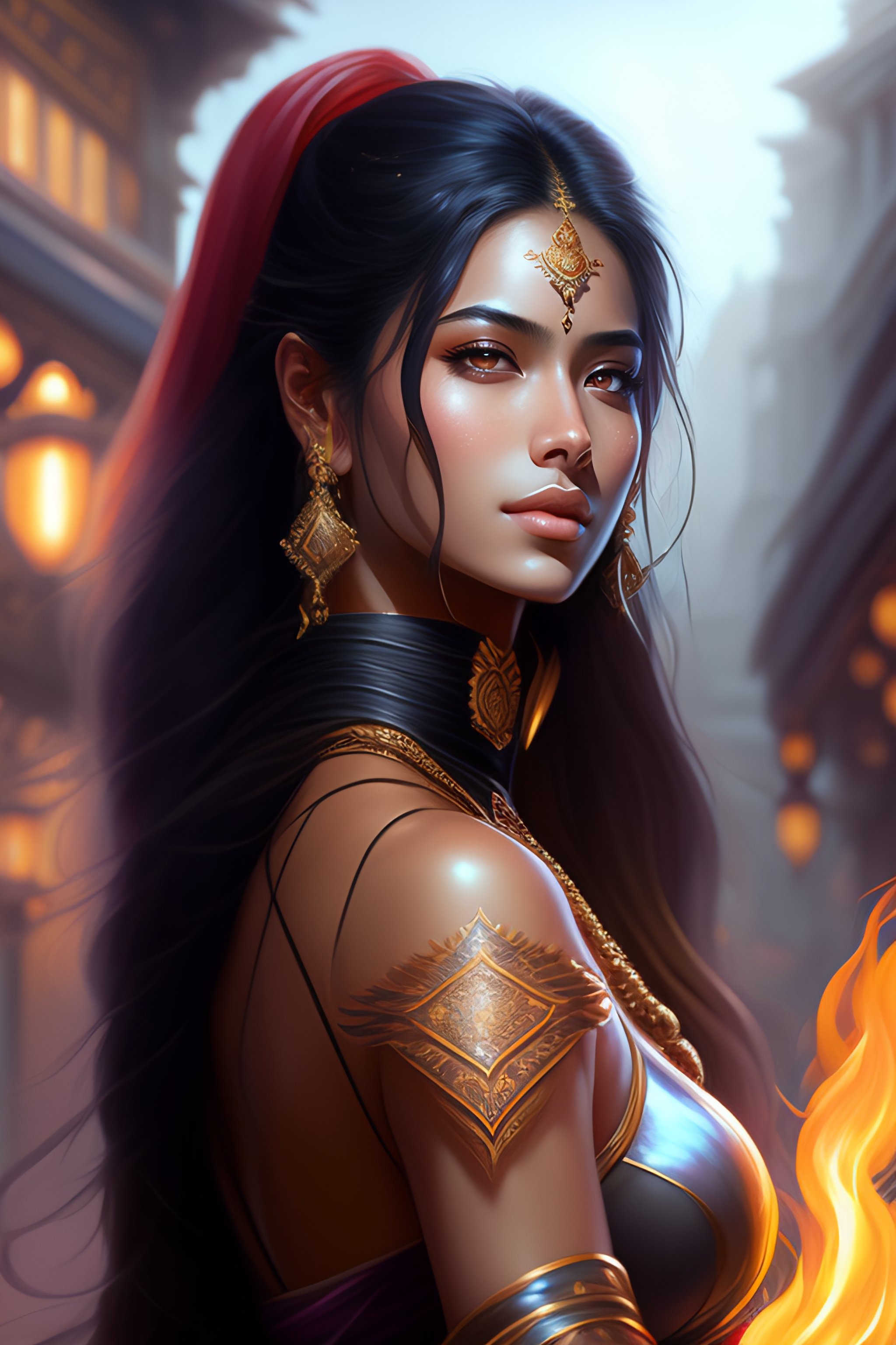 Lexica - Full body potrait of super muscular ripped body janhvi kapoor as hindu woman full long ...